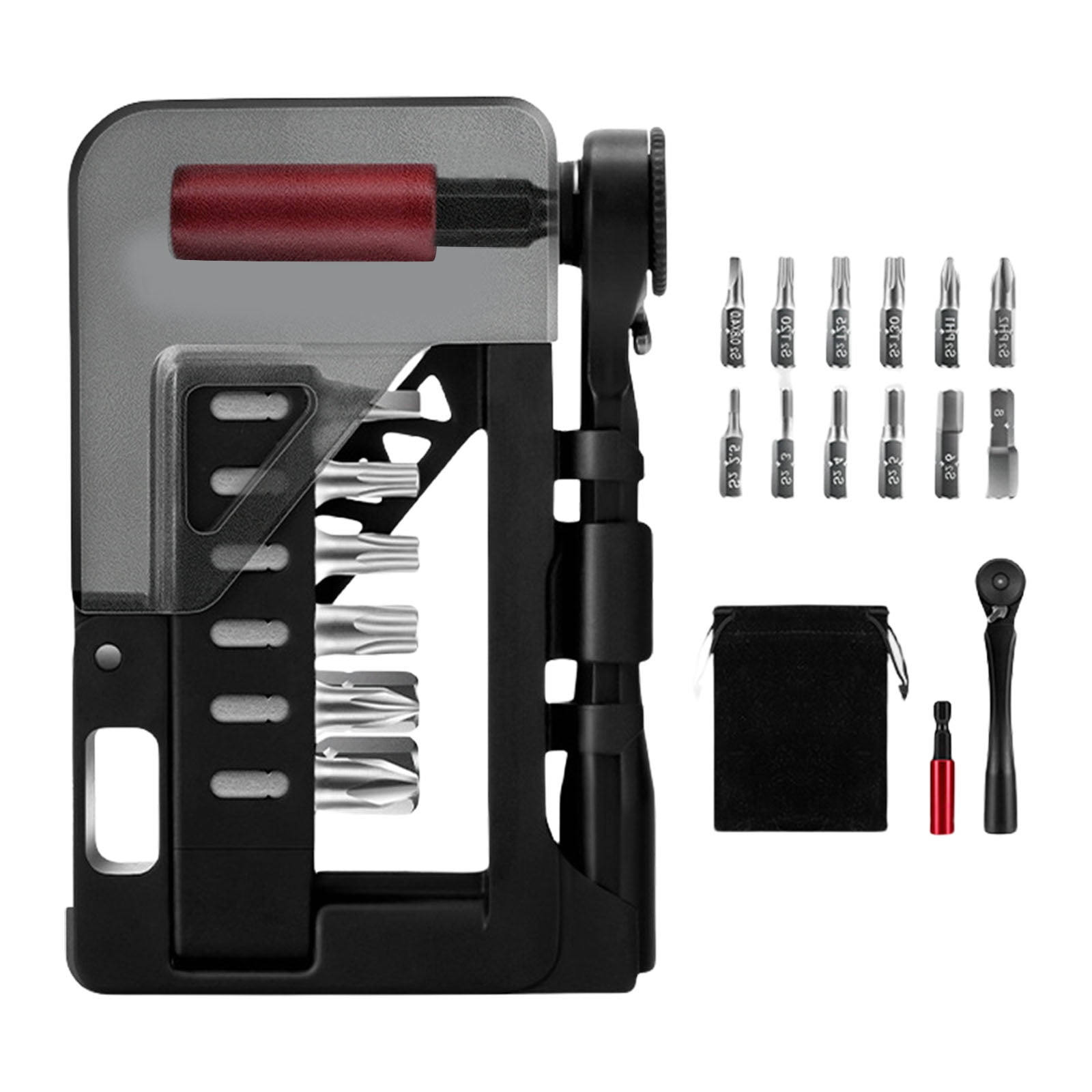 12 in 1 Bike Maintenance Multitool Steel Bits Extension Rod Repair Set Key Tool Set Ratchets ...