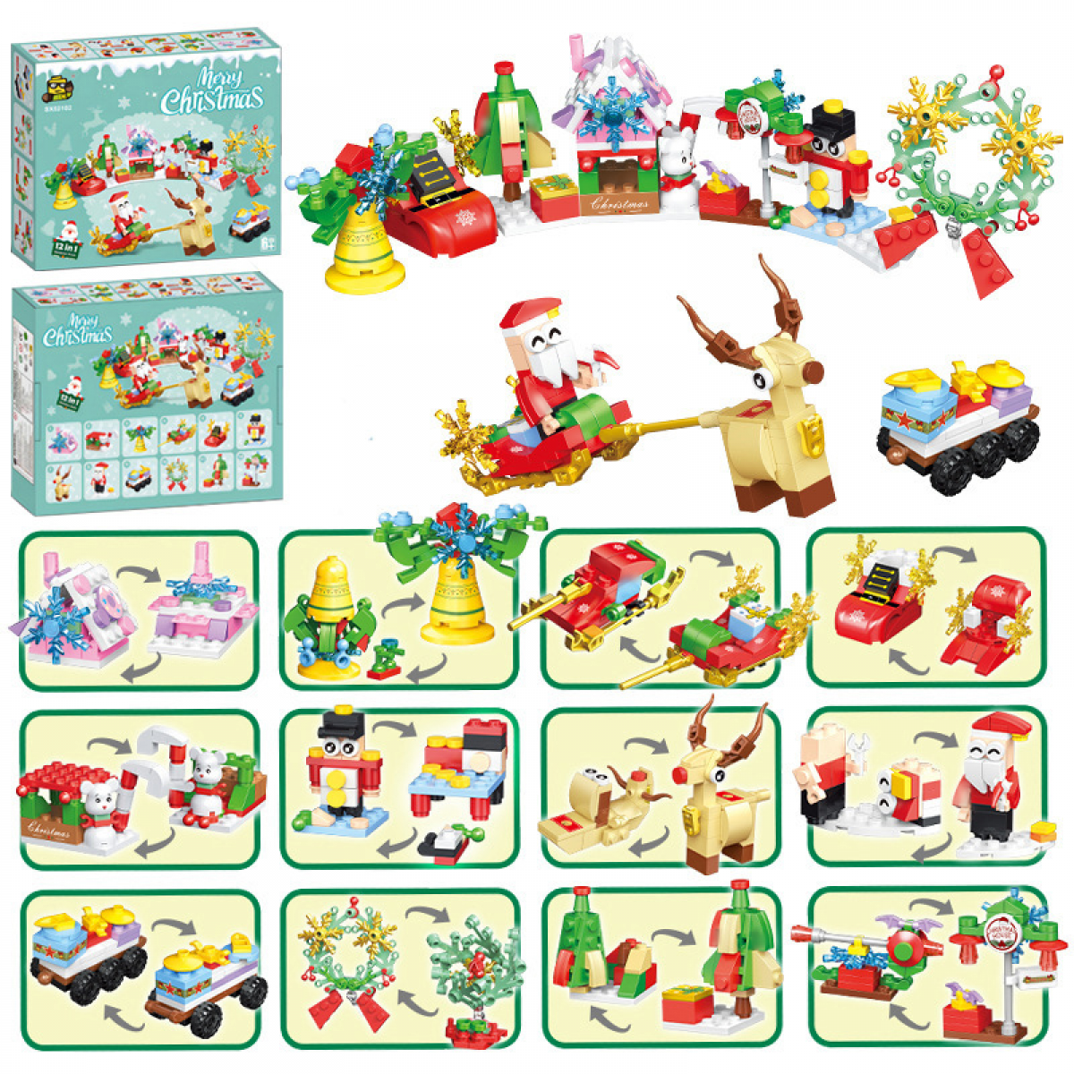 12-in-1 Christmas Street Building Block Set for Adults with 310Pieces ...