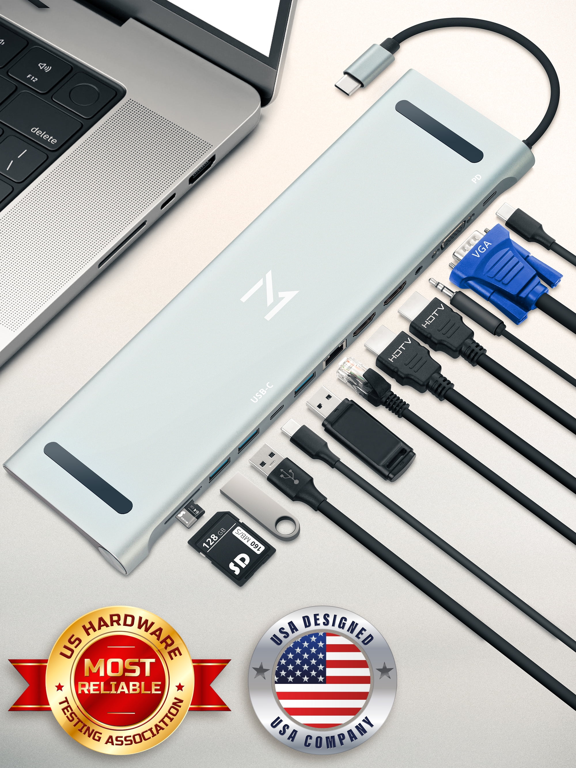 Mata1 12-in-1 Docking Station with USB-C 3.0, PD 3.0, VGA, SD/TF, Audio ...