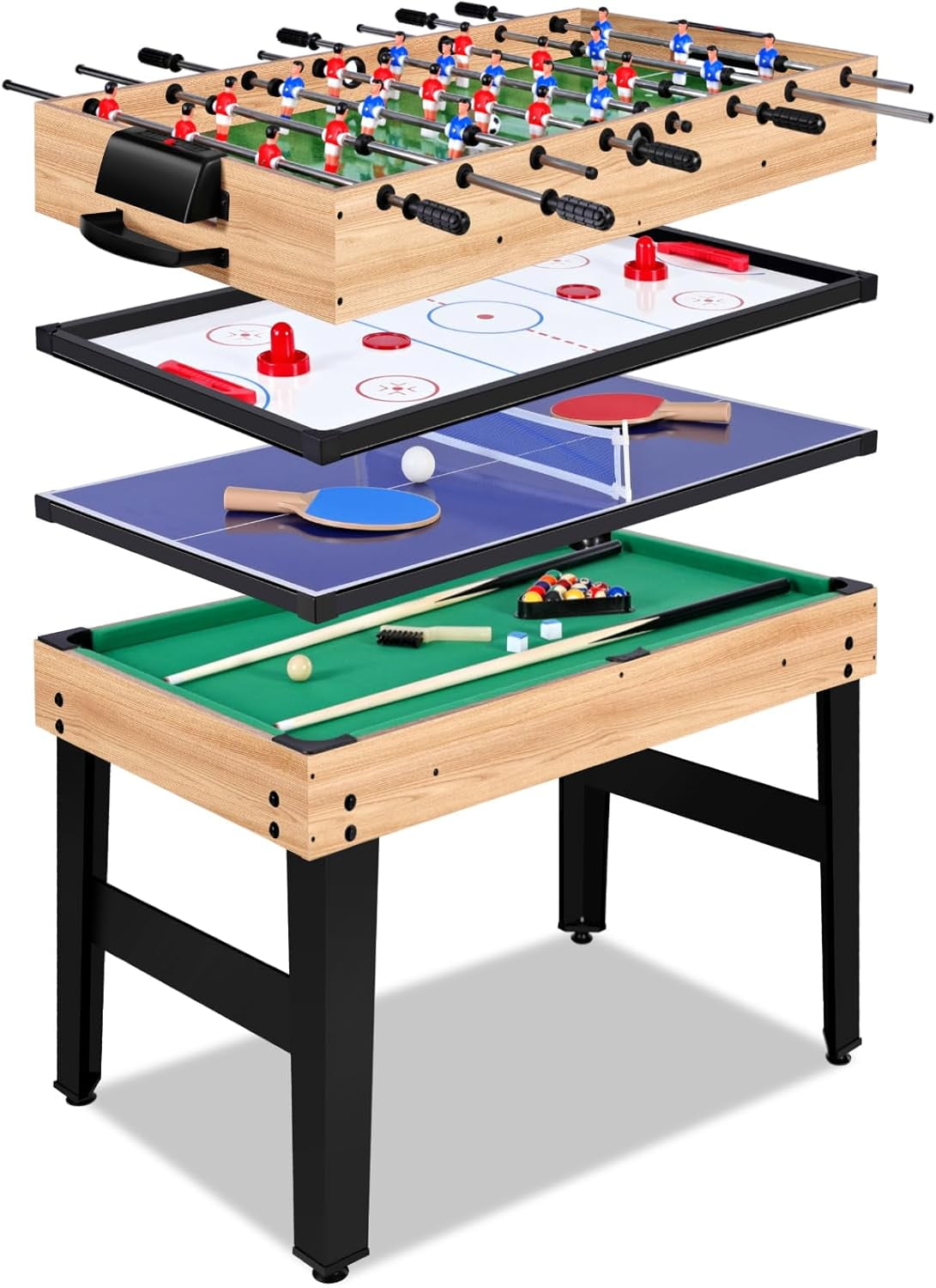 12-in-1 Game Table - 48" Combo Game Table, Ping Pong Table, Foosball Table, Air Hockey Table ...