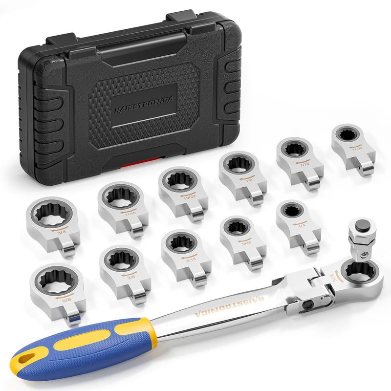 12-in-1 Interchangeable Ratcheting Wrench Set, 8-19mm Metric Flex Head ...