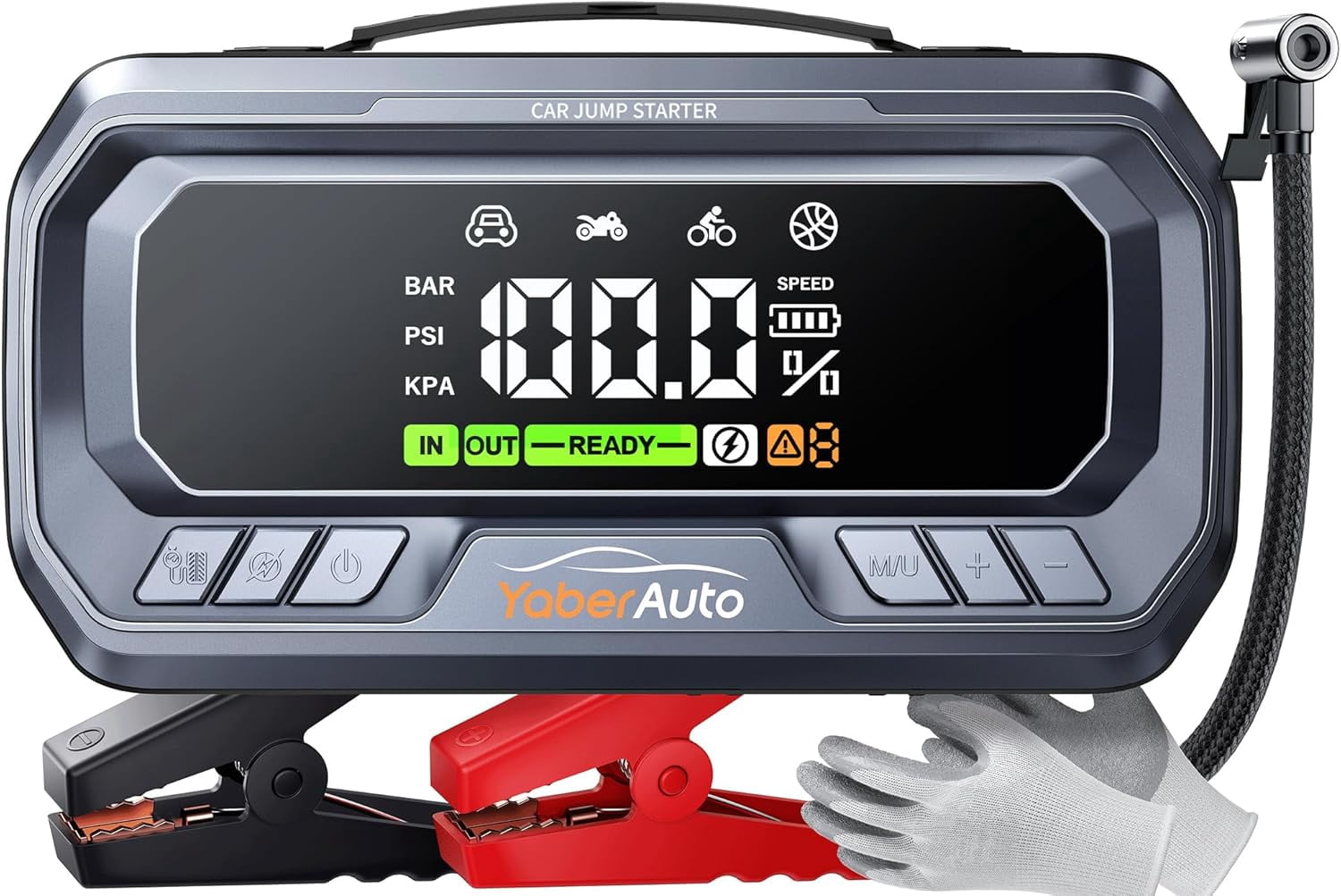 12-in-1 Jump Starter with Air Compressor 8000A 160PSI 65W Charging ...