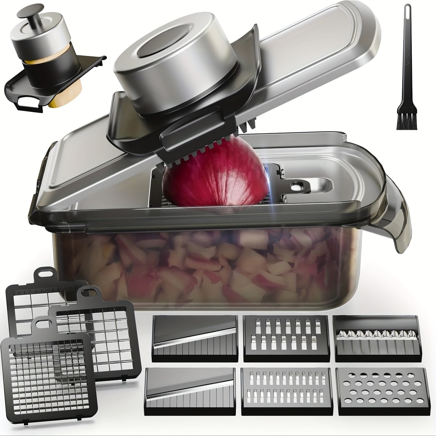 12-in-1 Mandoline Slicer | Stainless Steel with Container | for Onions ...