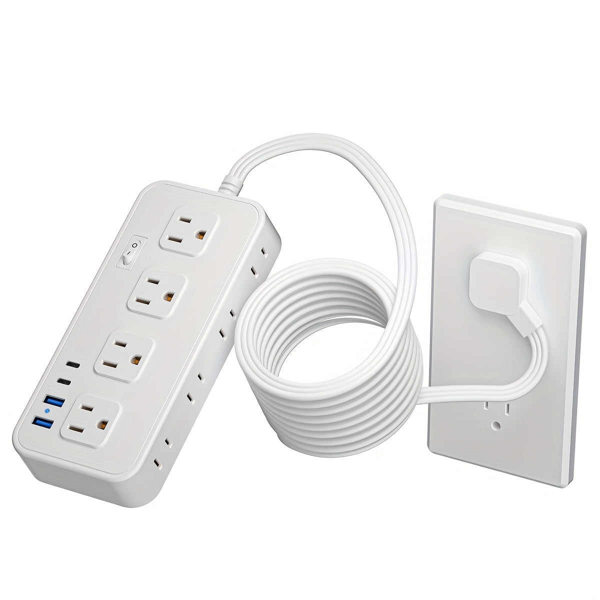 12-in-1 Power Adapter with 8 AC Outlets & 4 USB Ports, 2 USB-C, Surge ...