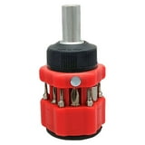 12-in-1 Ratcheting Compact Multi-Bit Short Stubby Screwdriver Set, Red ...