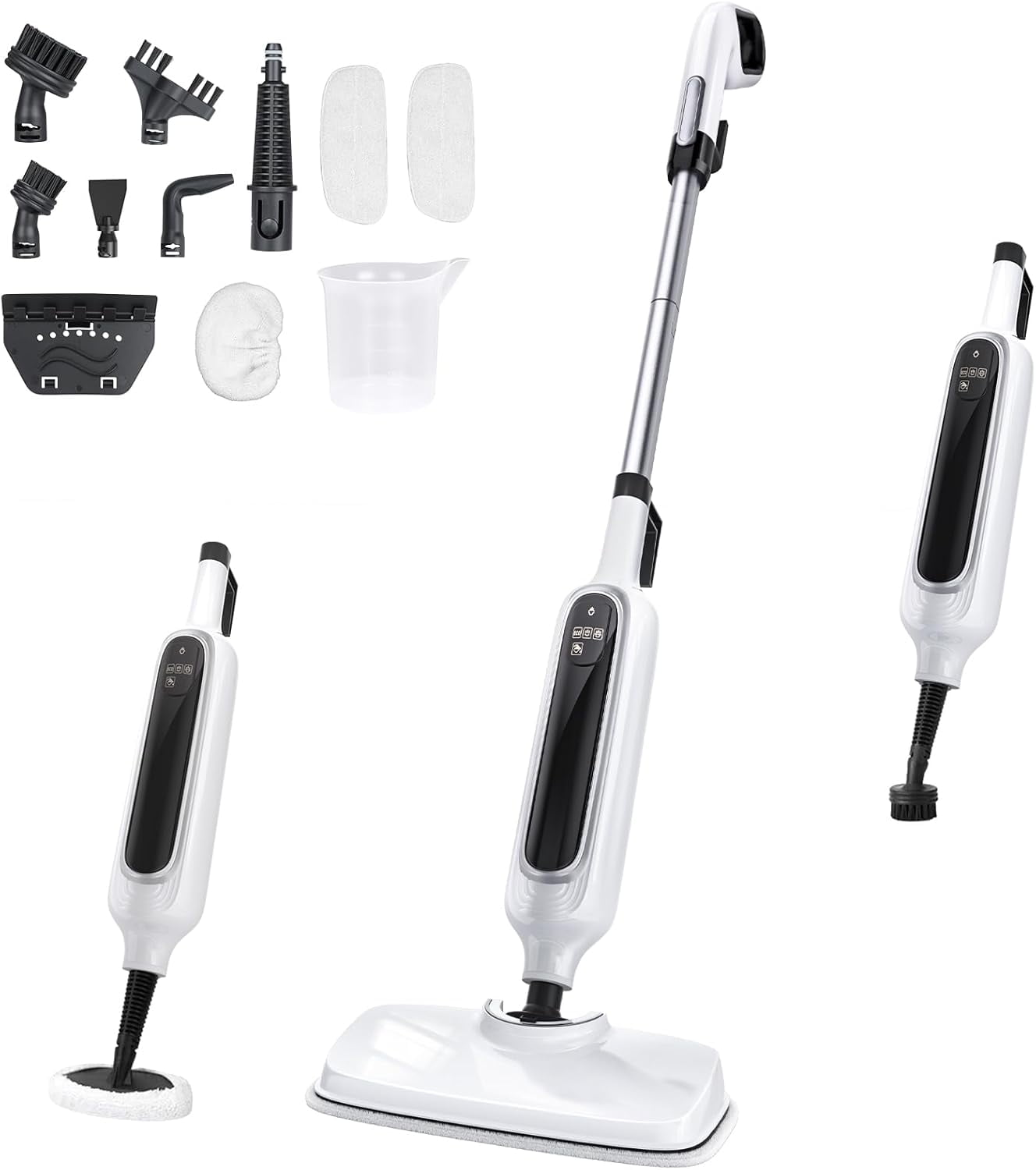 12-in-1 Steam Mop, Detachable Handheld Cleaner for Home, 23FT Cord, 3 ...