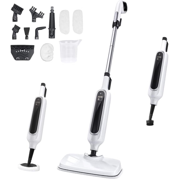 12-in-1 Steam Mop with Detachable Handheld Cleaner, 23 ft Cord, Digital ...