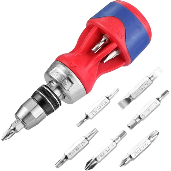 12-in-1 Stubby Ratcheting Screwdriver, Magnetic Quick-Load, S2 Steel ...