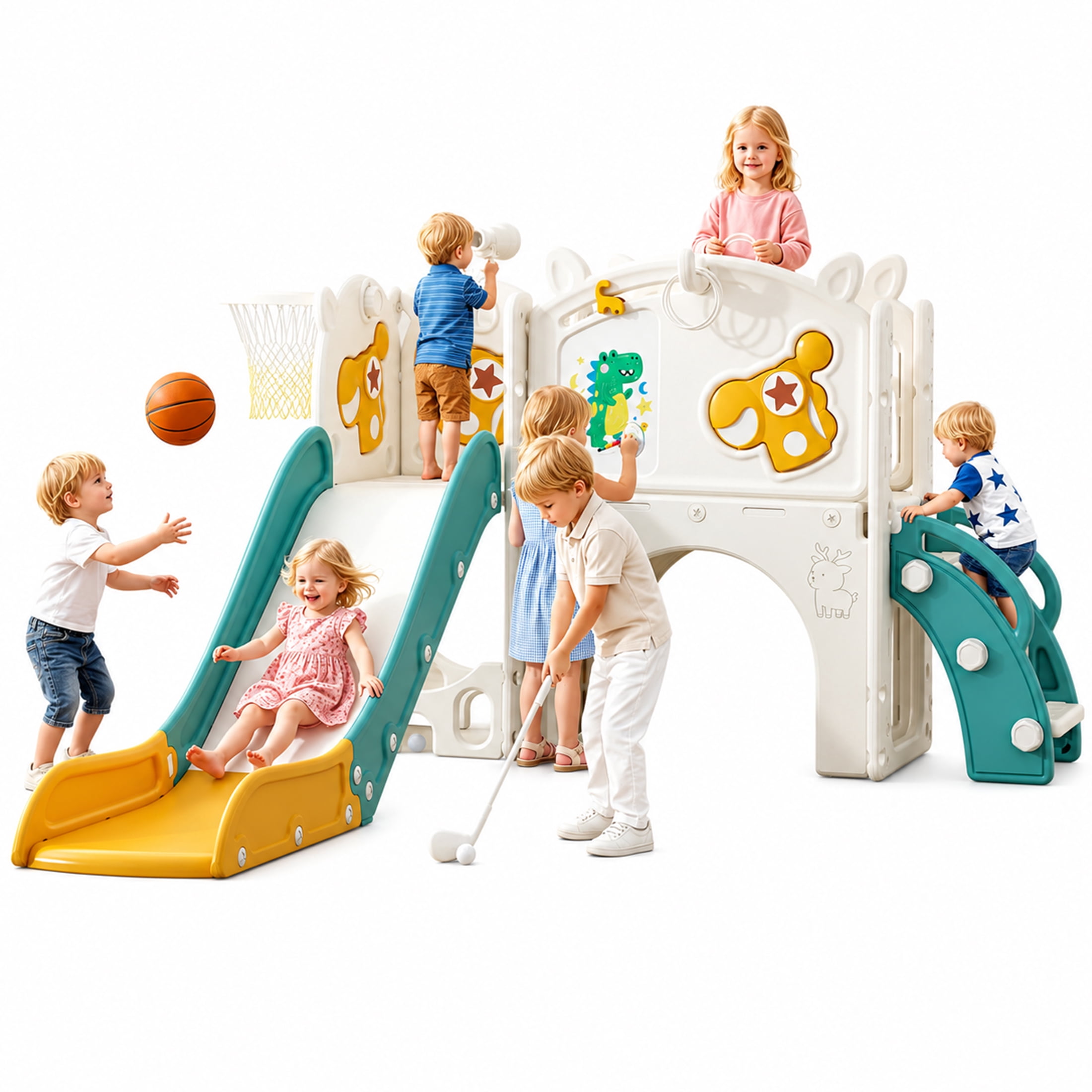 12 in 1 Toddler Slide Set, Linor Indoor Playset for Kids Age 1-3 ...