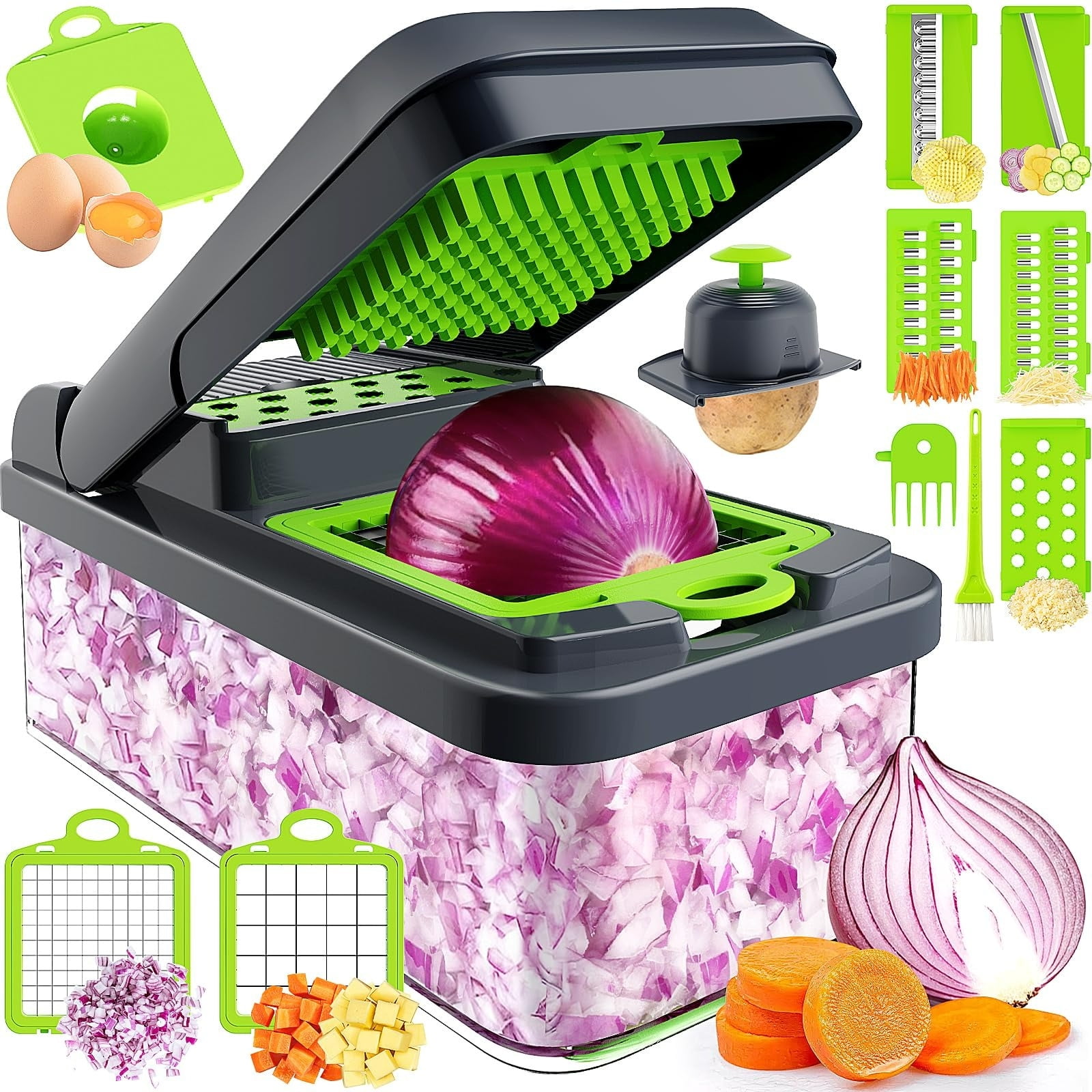 12-in-1 Vegetable Chopper, 7 Blade Veggie Chopper, Practical Food ...