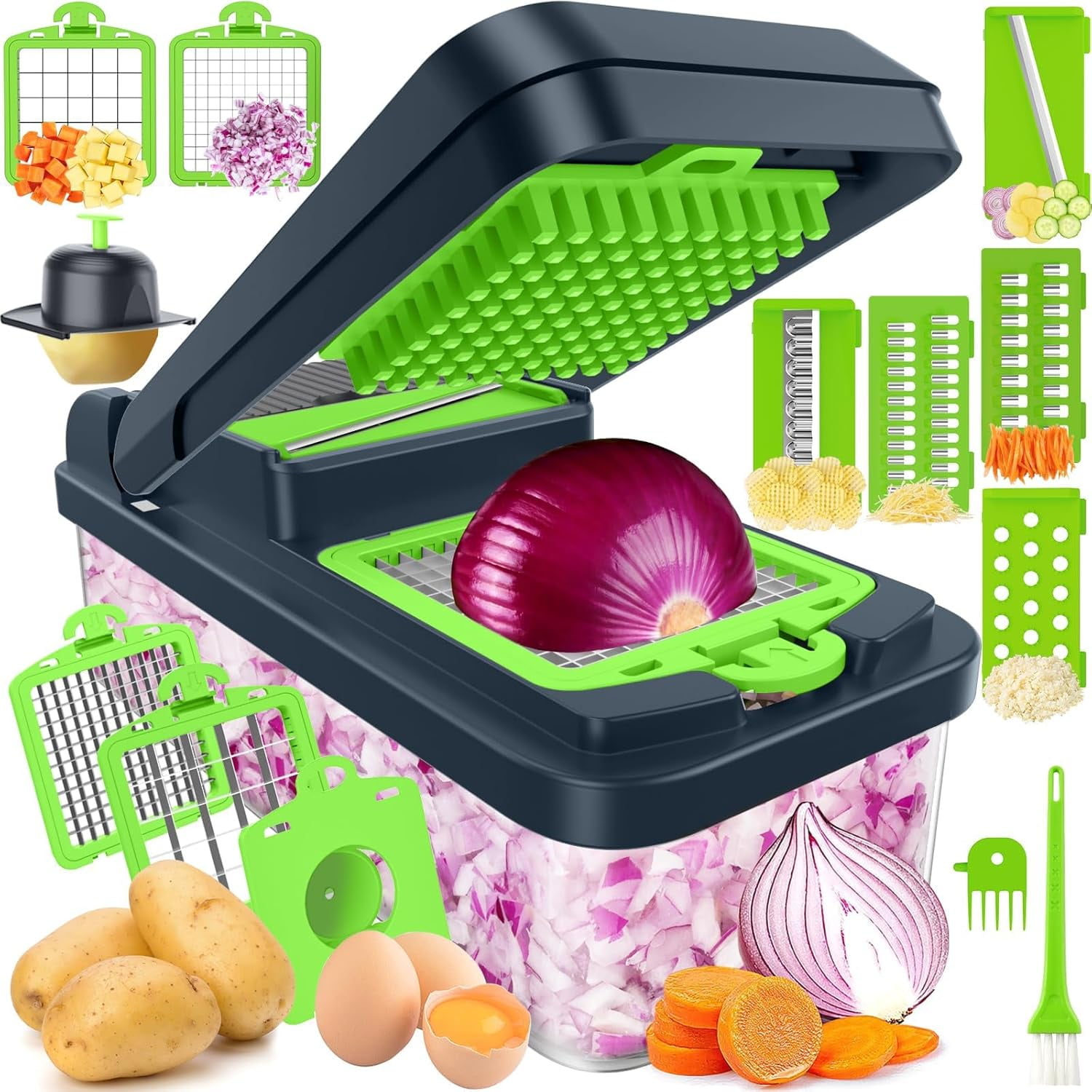 12-in-1 Vegetable , Kitchen Gadgets with 7 , Veggie, , Onion , Cucumber ...