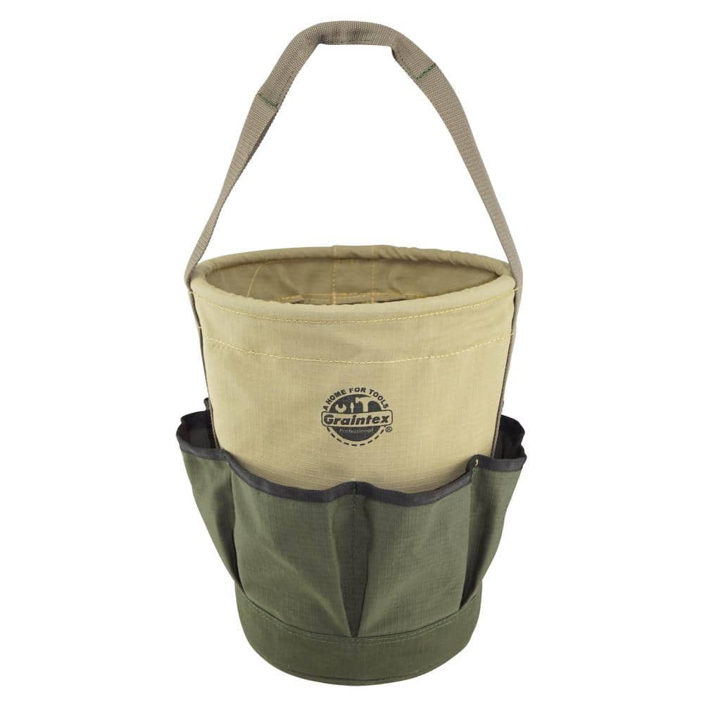 12 in. 6 Pocket Utility Tool Bucket in Khaki Green - Walmart.com