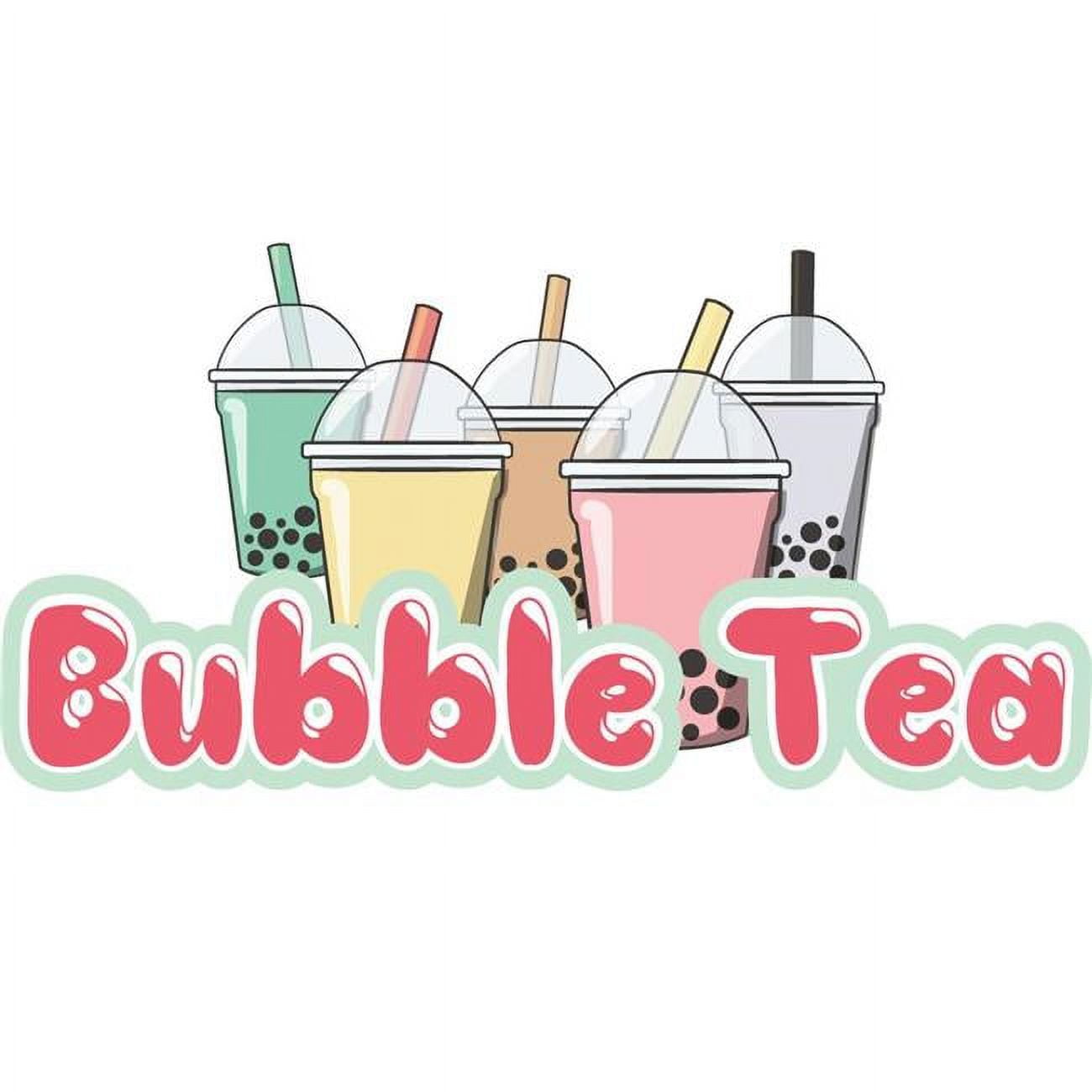 12 in. Bubble Tea Concession Decal Sign with Cart Trailer Stand Sticker ...