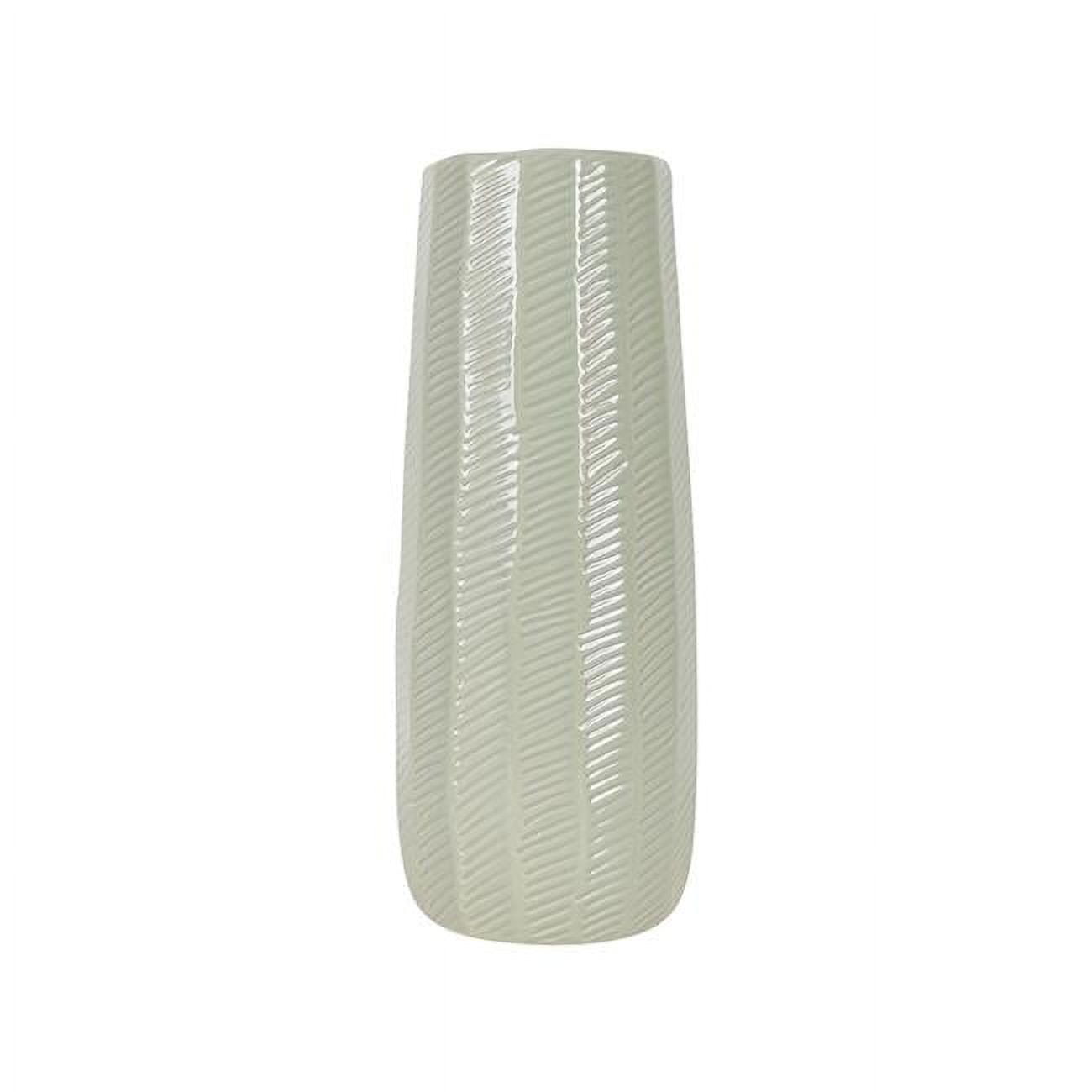 12 in. Ceramic Etched Lines Cylinder Vase, Green - Walmart.com