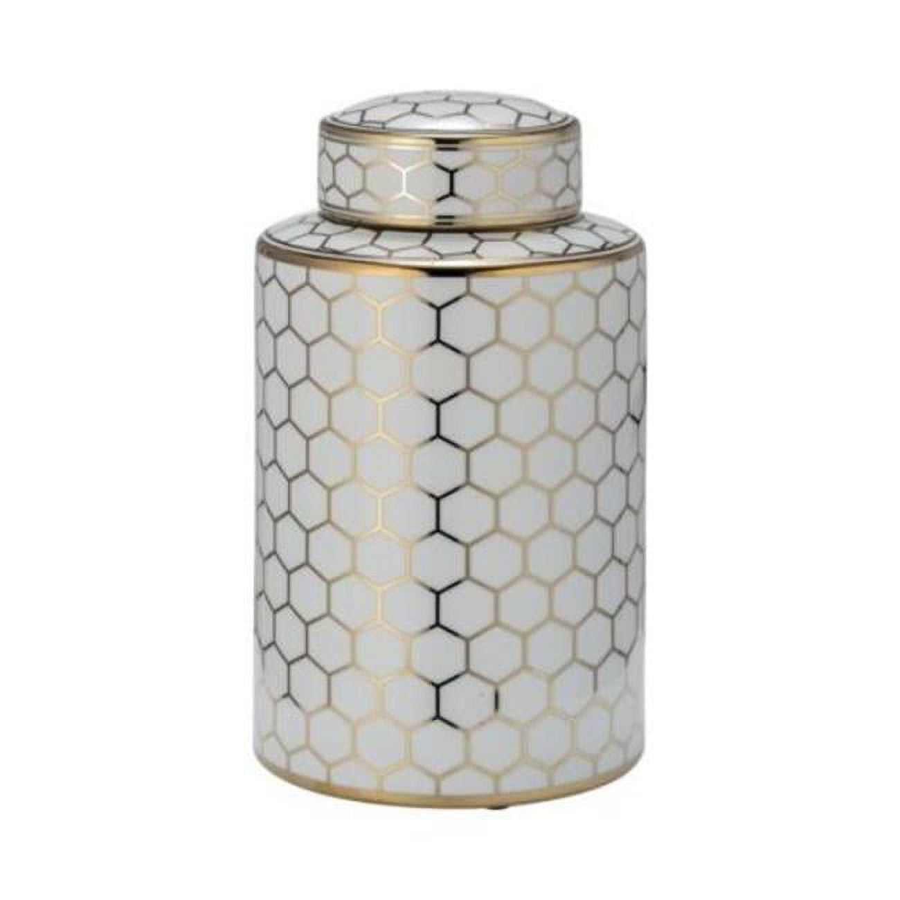 12 in. Ceramic Honeycomb Jar with Lid, Gold - Walmart.com