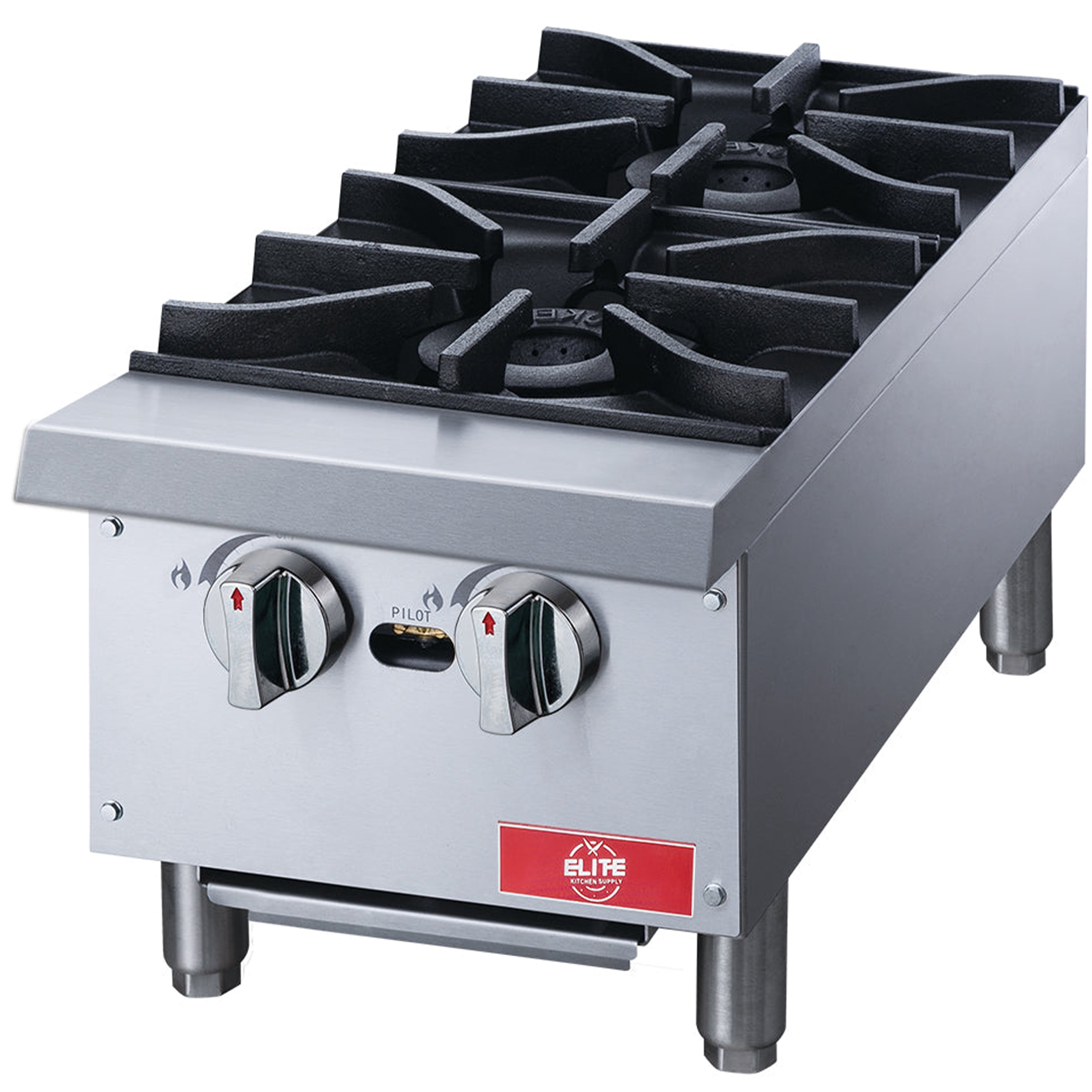 12 in. Commercial 2-Burner Hot Plate Natural Gas w/ Liquid Propane Kit ...