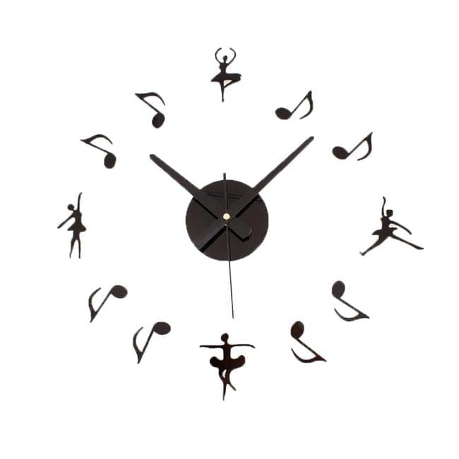 12 in. DIY Dancing & Musical Note Wall Sticker Modern Wall Clocks ...