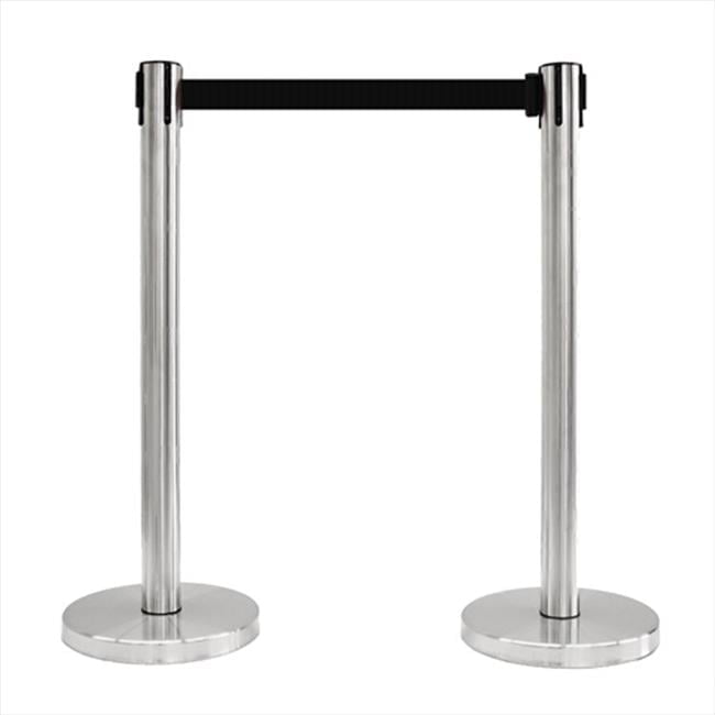 12 in. Flat Base Satin Stainless Post Retractable Belt Stanchion - 6.5 ...