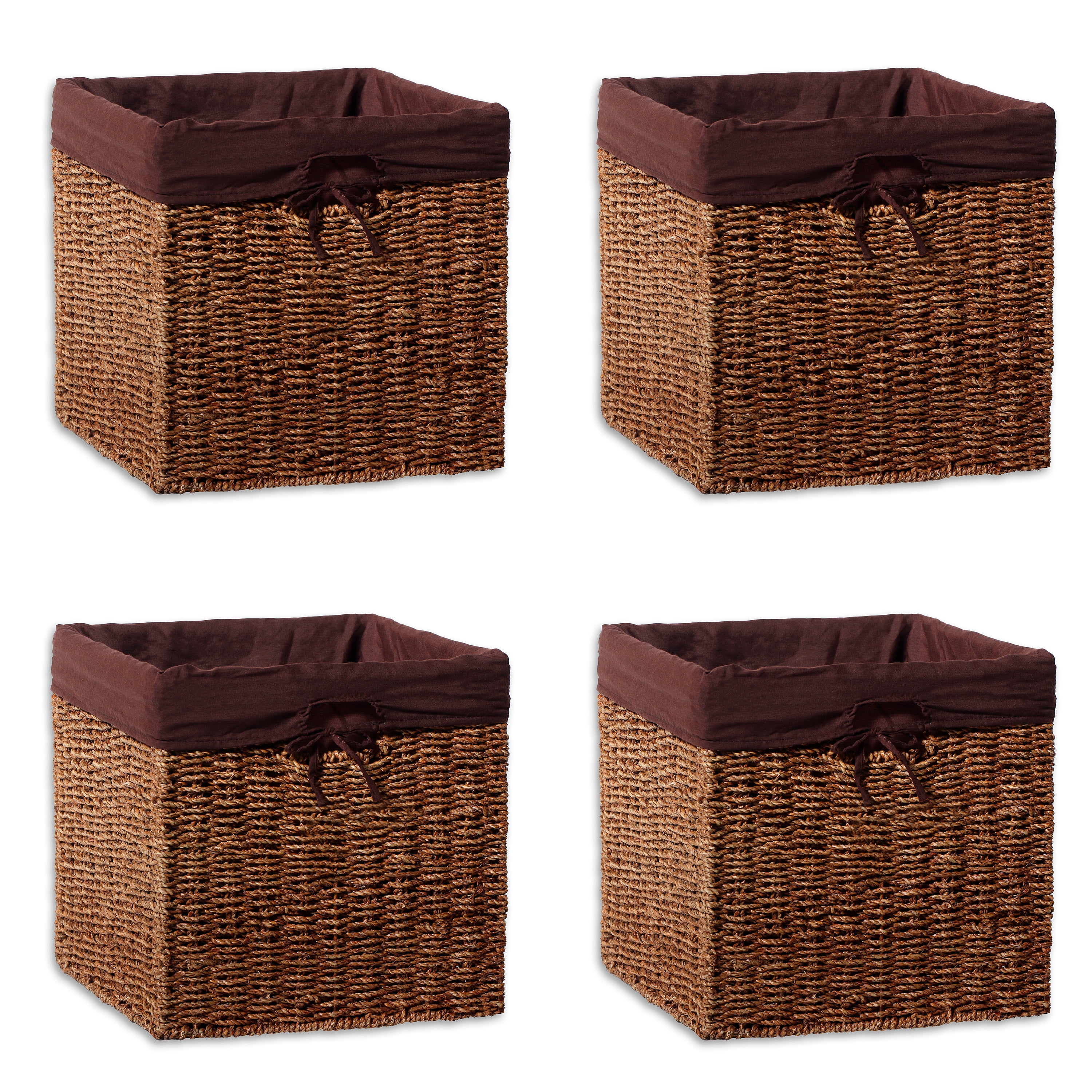 Trademark Innovations Set of 4 Foldable Woven Storage Baskets with ...