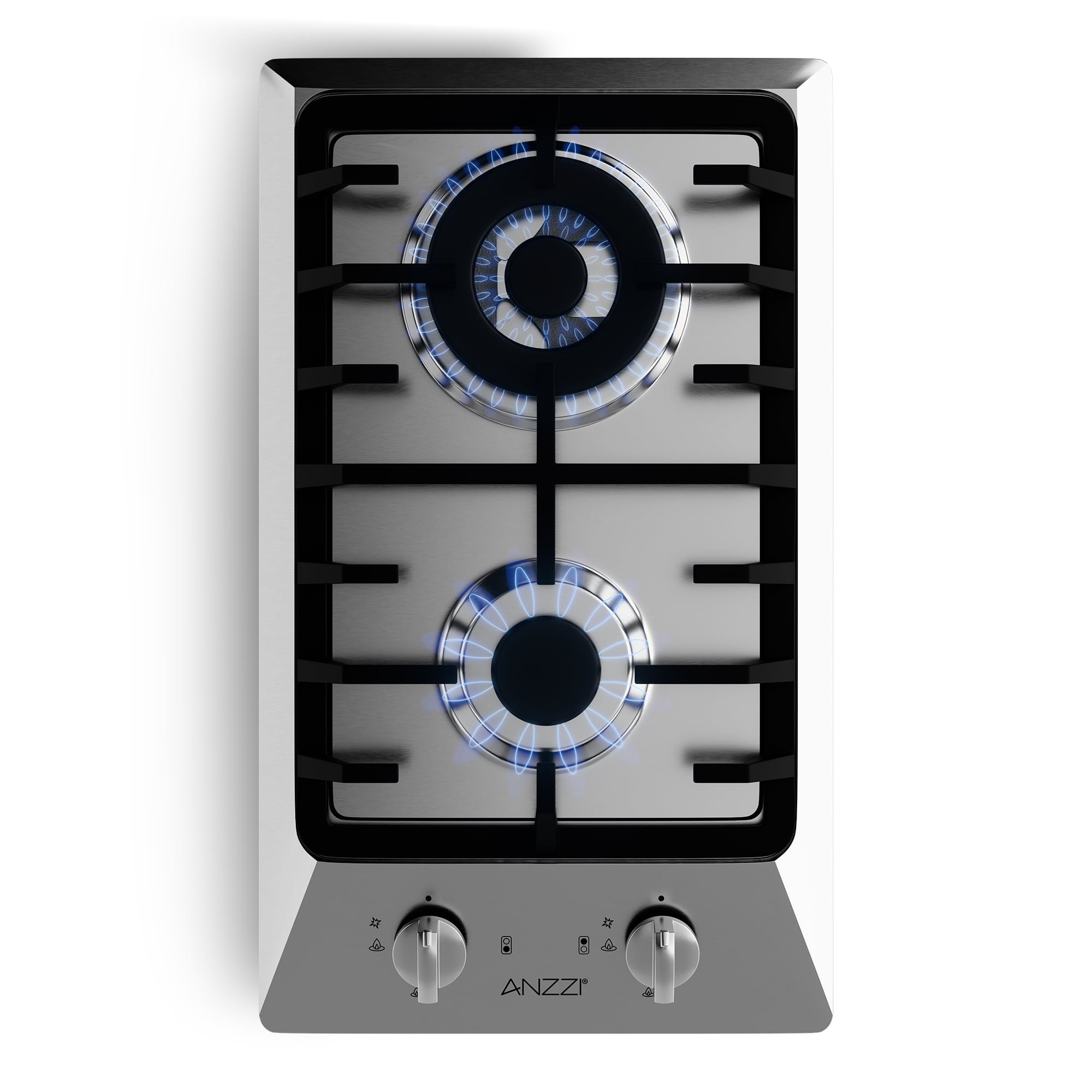 12 in. Gas Cooktop in Stainless Steel with 2 Burners, Gas Regulator and ...