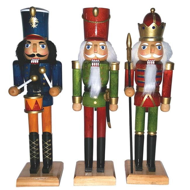 12 in. Natural Wood Nutcracker, - Set of 3 - Walmart.com