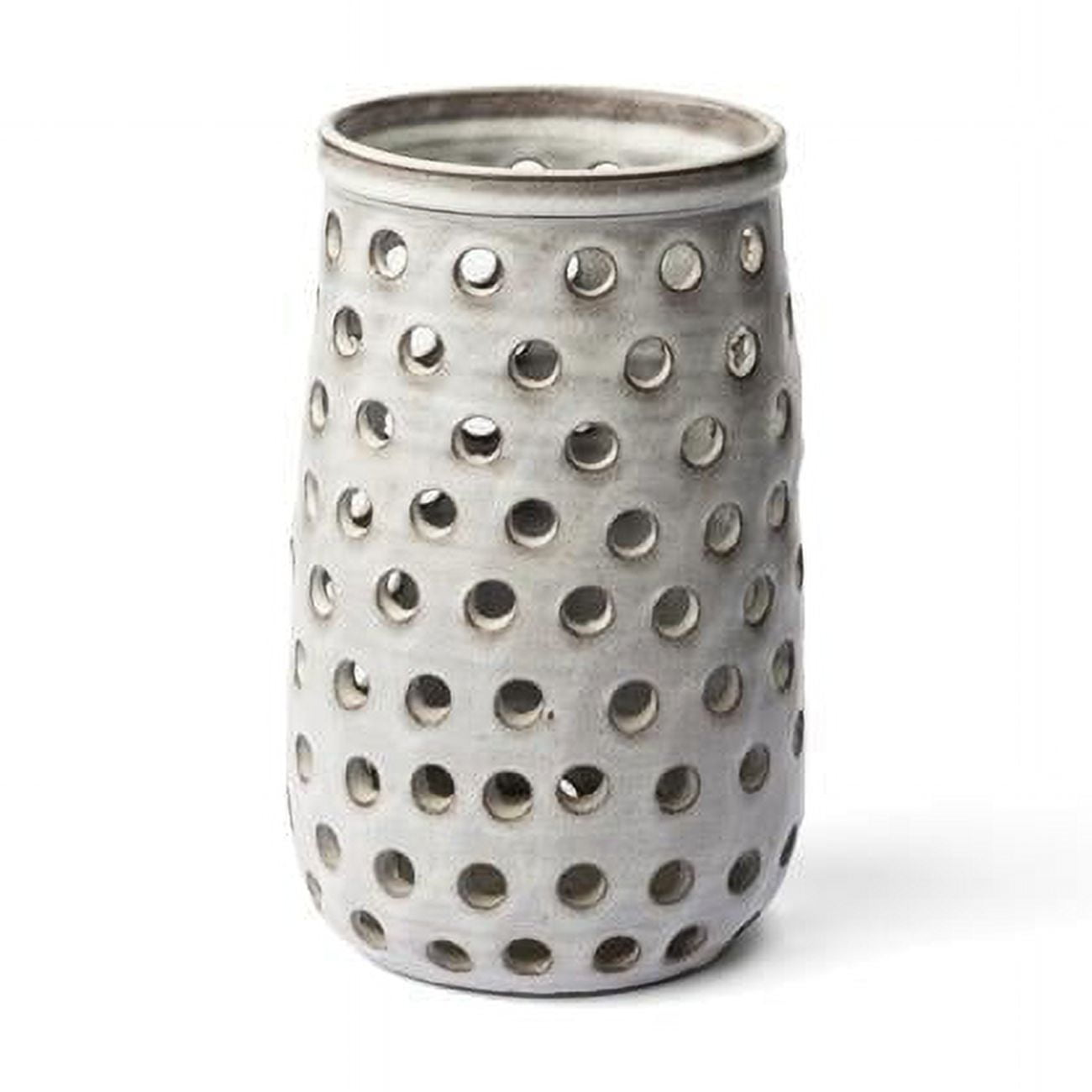 Palace Designs, 12 in Ceramic Vase, Rustic White, Glazed Finish ...