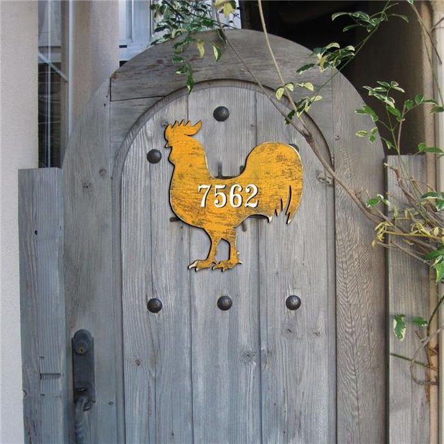 12 in. Rooster Wooden Custom House Number Sign Decor - Walmart.com