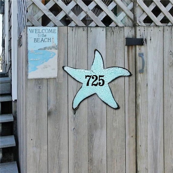12 in. Starfish Coastal Wooden House Number Sign Decor - Walmart.com