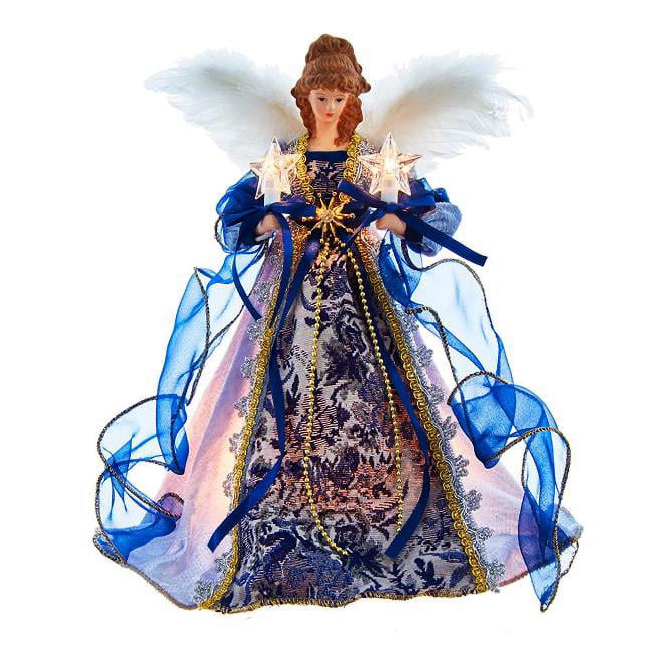 UL 12-Inch 10-Light Delft Angel Christmas Tree Topper in Blue & Gold ...