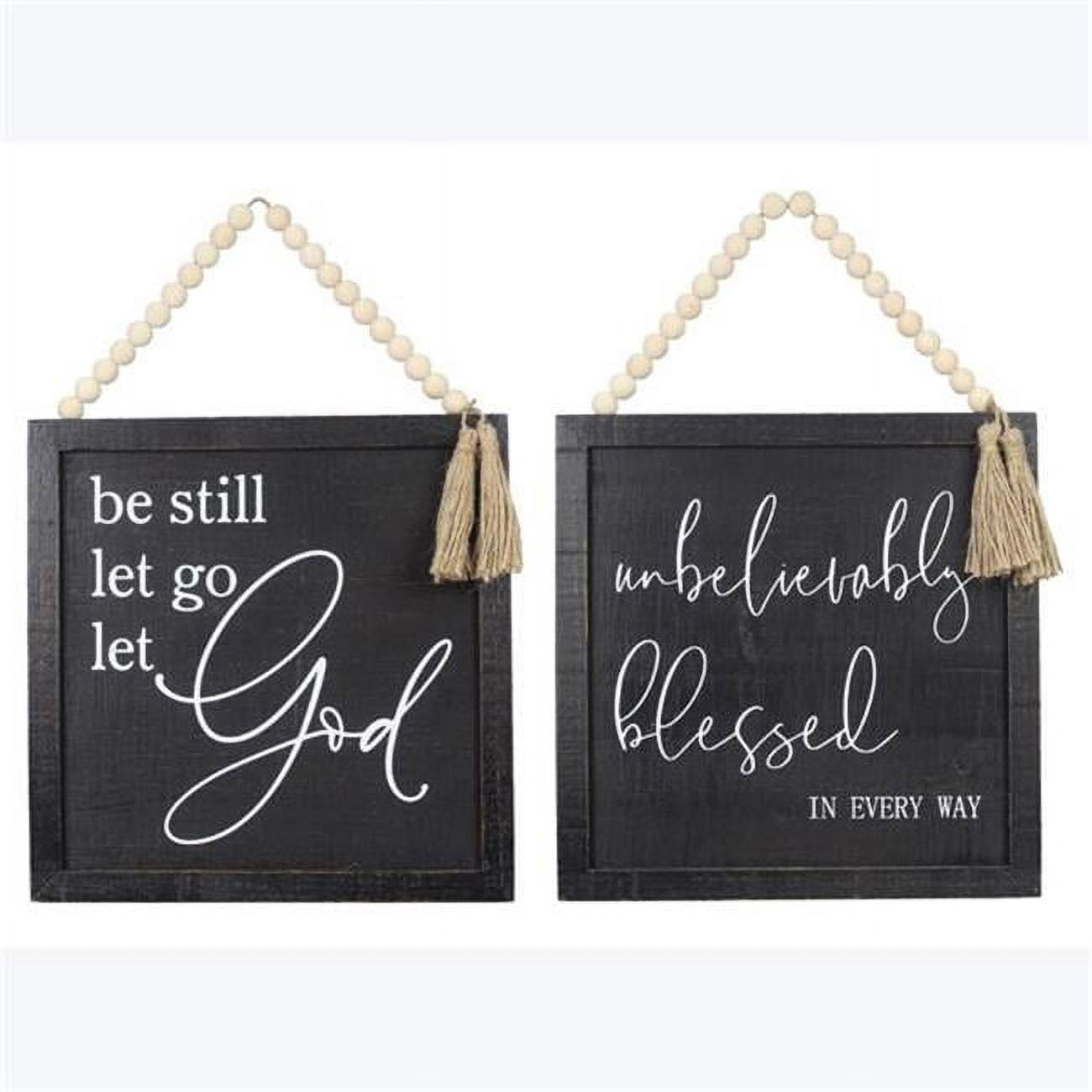 12 in. Wood Framed Wall Sign with Blessing Bead Hanger, Assorted Style ...