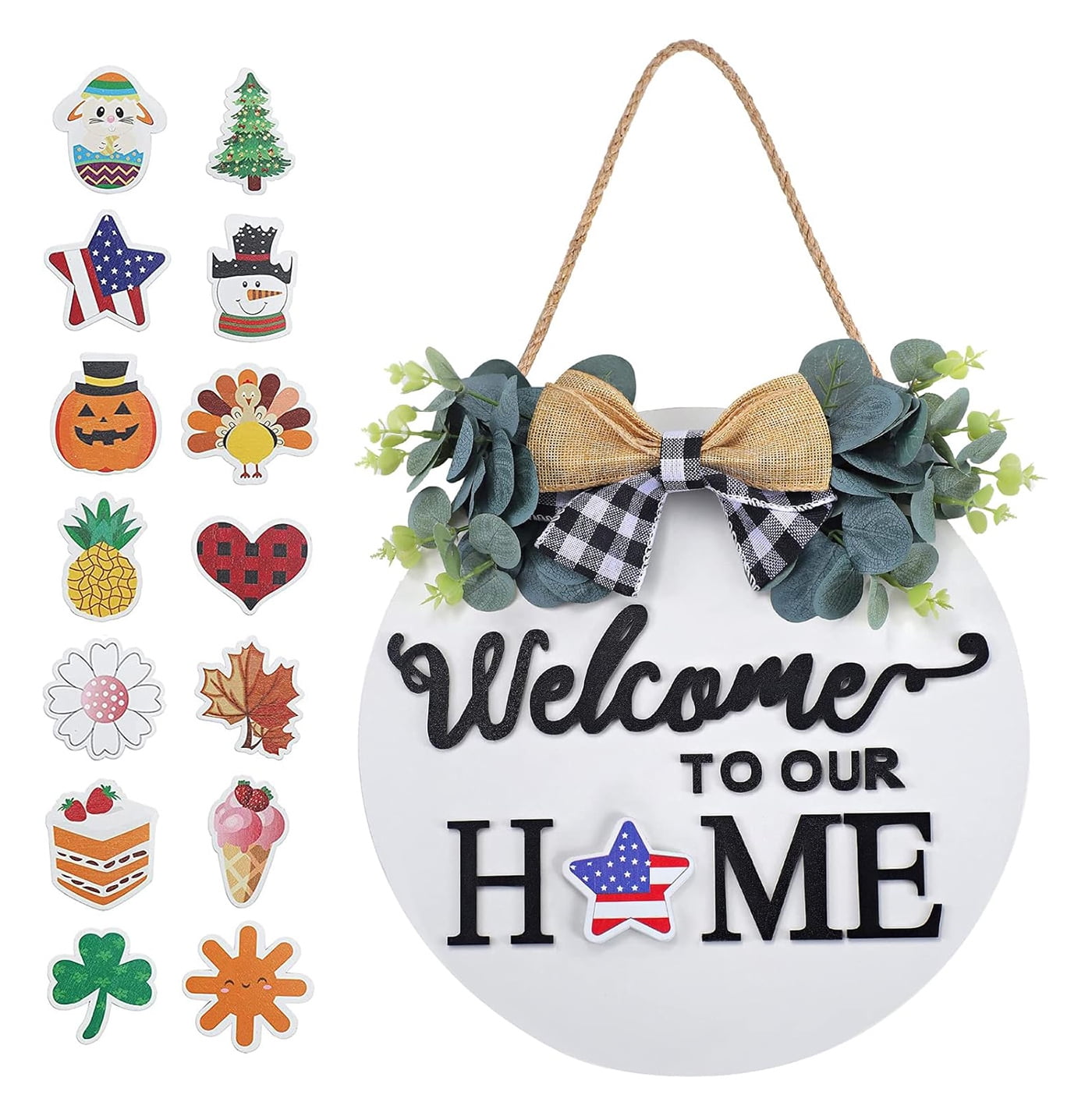 12 in. x 12 in. Seasonal Interchangeable Welcome Decor by Wooden Wall ...