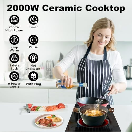 12 inch 2 Burner Electric Cooktop, 2000W Double Burner Electric Cooktop ...