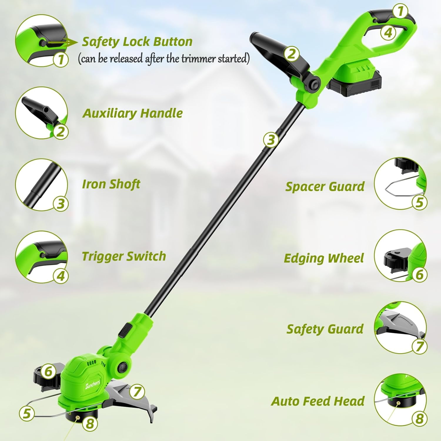 12-inch 20V Cordless String Trimmer with Charger, 2 X 2.0Ah Battery ...