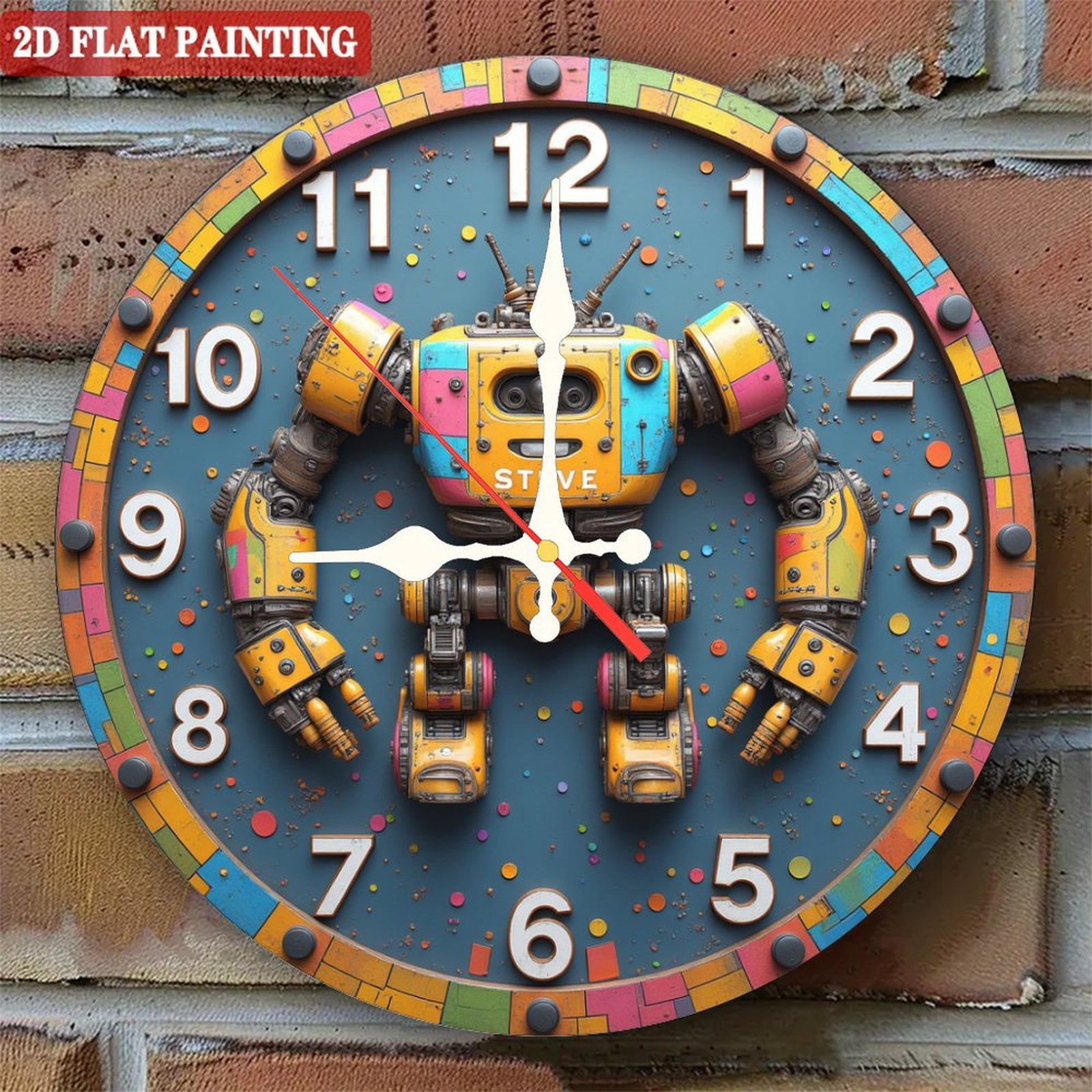 12-inch (30CM) artistic decorative wall clock; Robot design brings fun ...