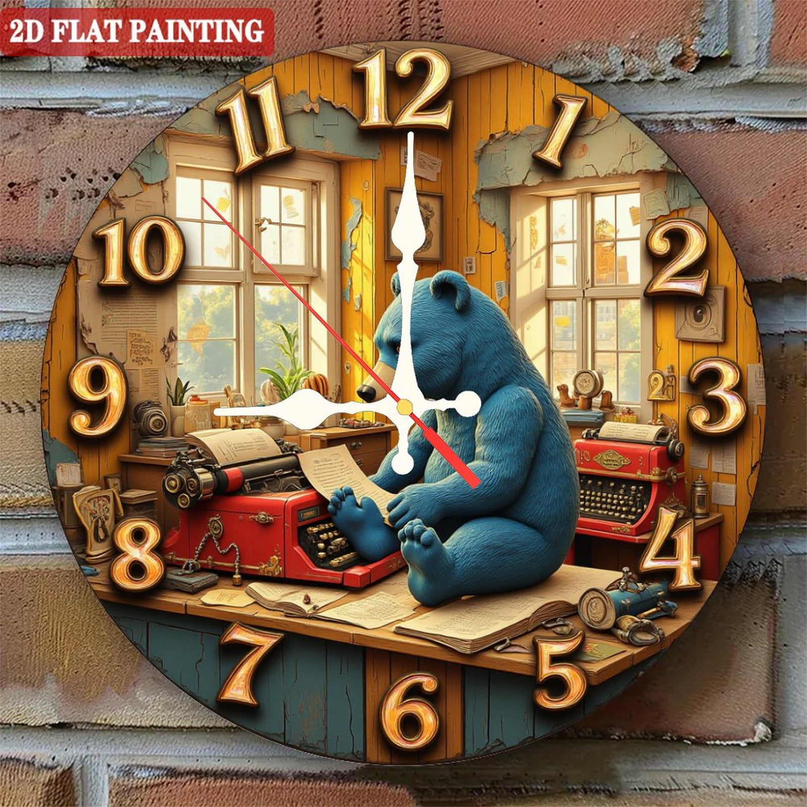 12-inch（30cm） art decorative wall clock，A cute cup character surrounded ...