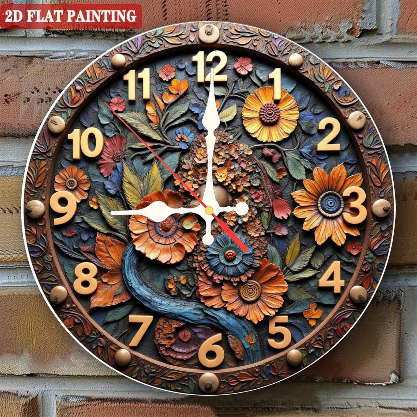12-inch（30cm） art decorative wall clock，A riot of colorful elements and ...