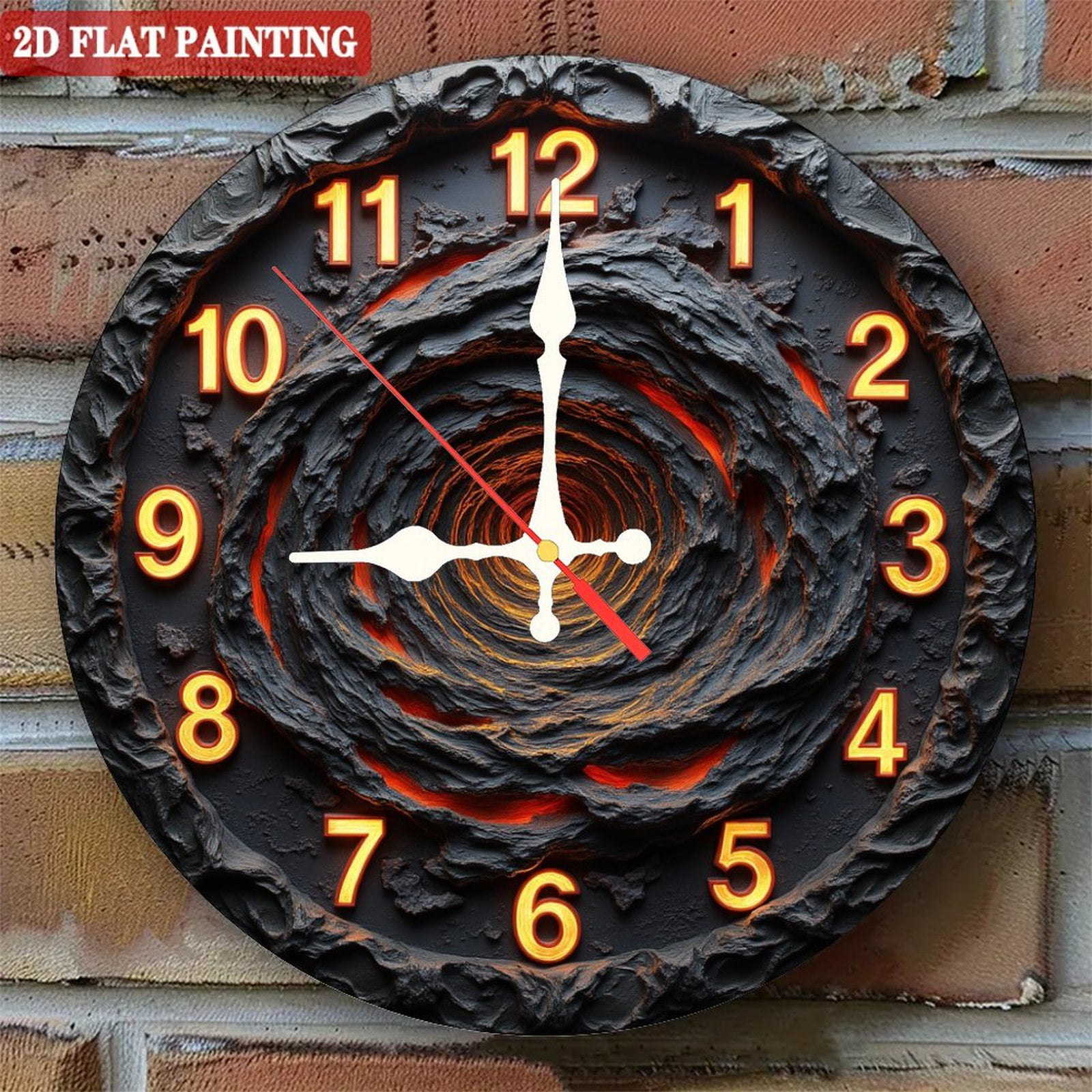 12-inch (30cm) artistic decorative wall clock; A dark, deep vortex ...