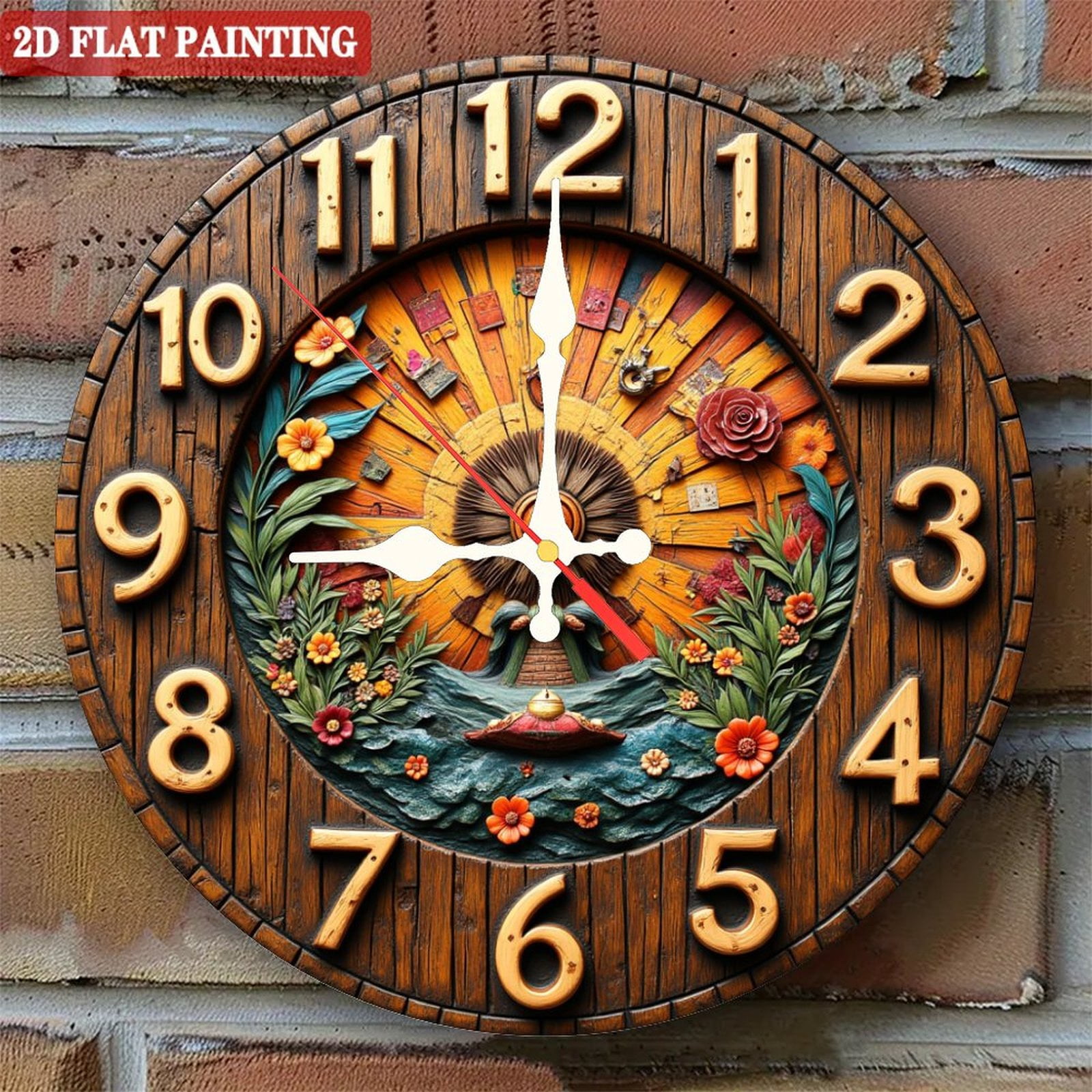 12-inch (30cm) artistic decorative wall clock; A sun - like design ...