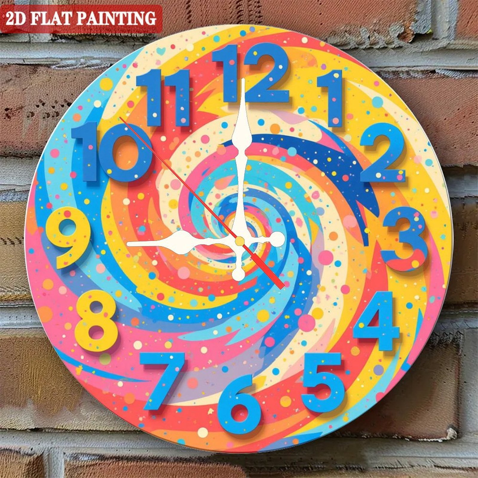 12-inch (30cm) artistic decorative wall clock; Bold bright spiral, energetic and dynamic, amping ...