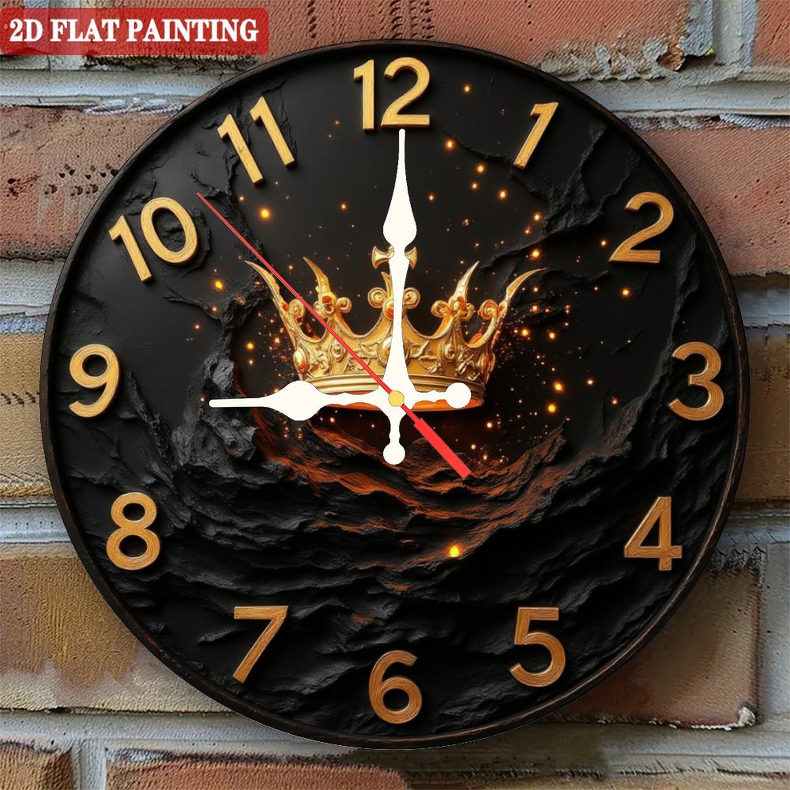 12-inch (30cm) artistic decorative wall clock; Crown in darkness, regal ...