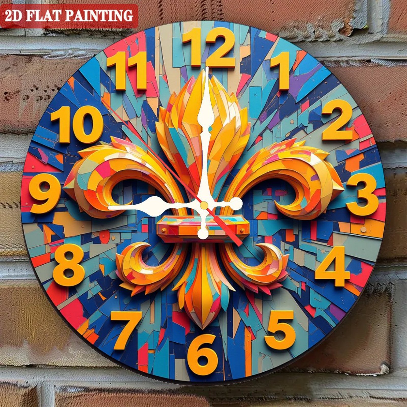 12-inch (30cm) artistic decorative wall clock; Fleur - de - lis pop ...