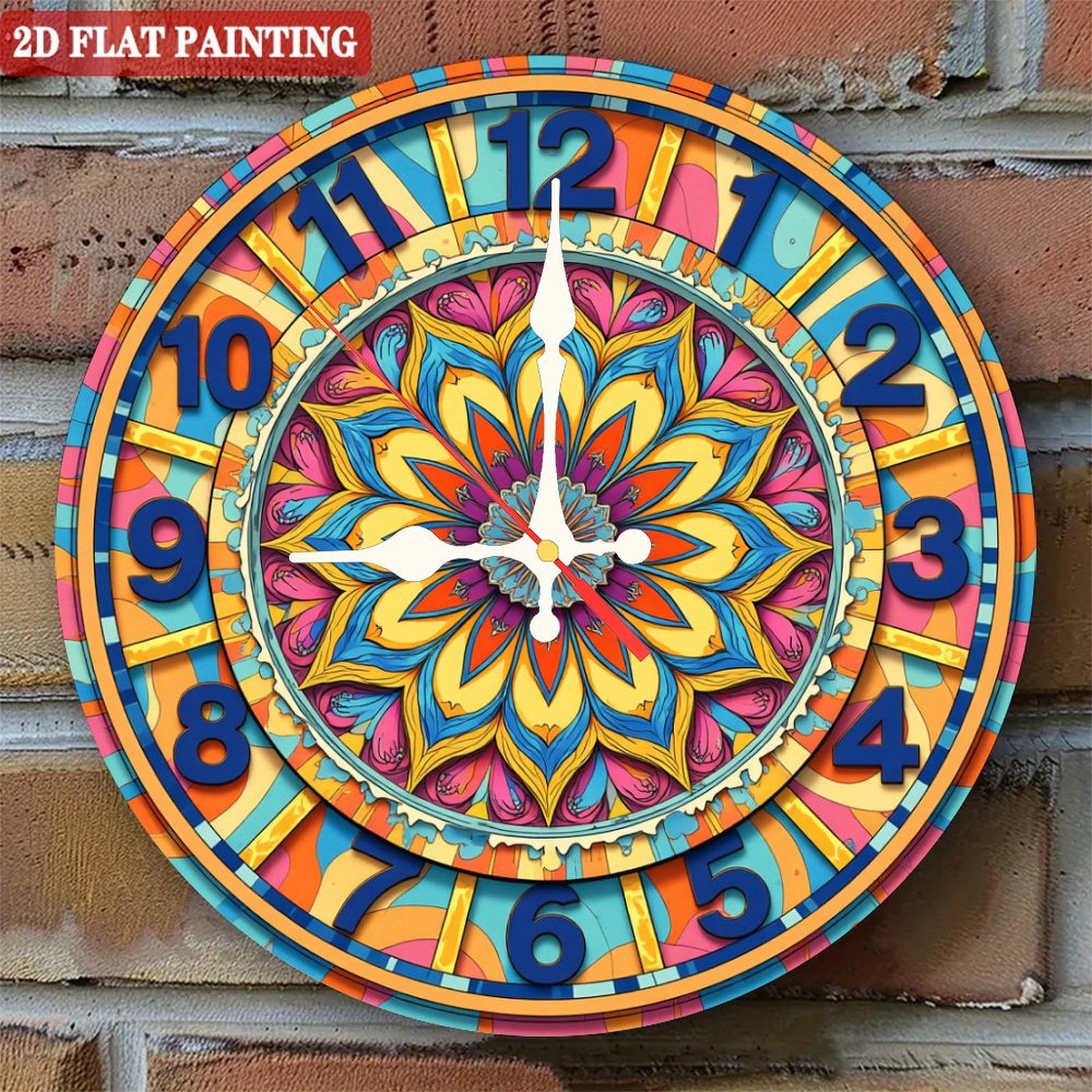 12-inch (30cm) artistic decorative wall clock; Mandala magic, intricate ...