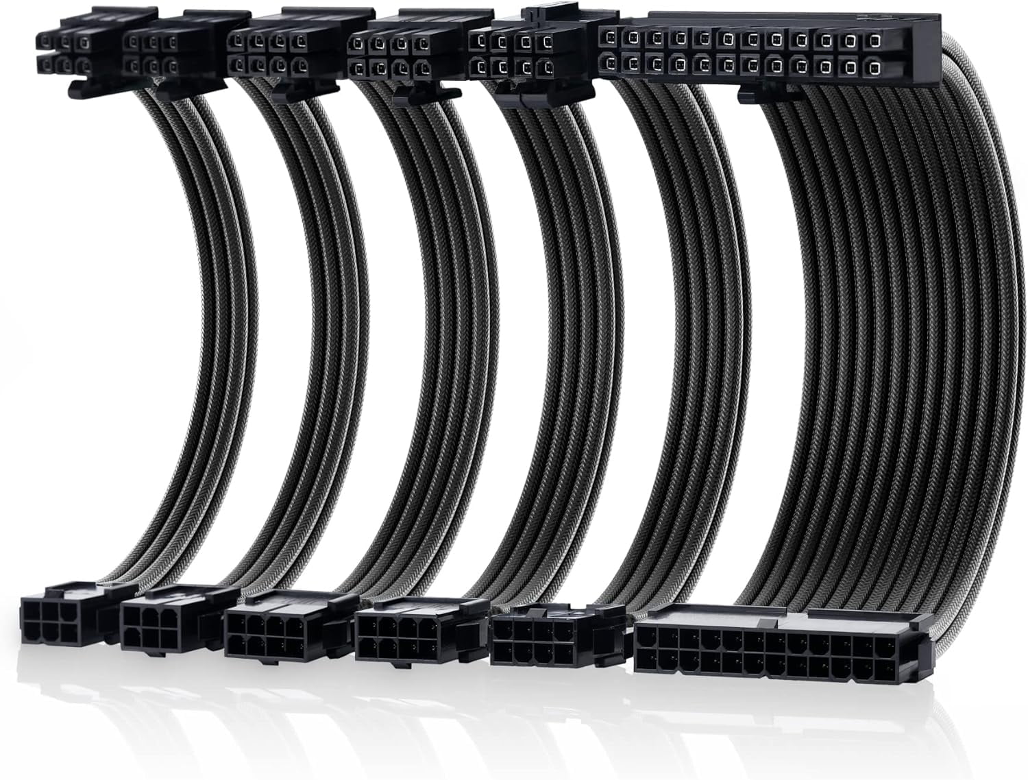 12-inch 6-Piece Sleeved PSU Extension Cable Kit (Power Supply Extension ...