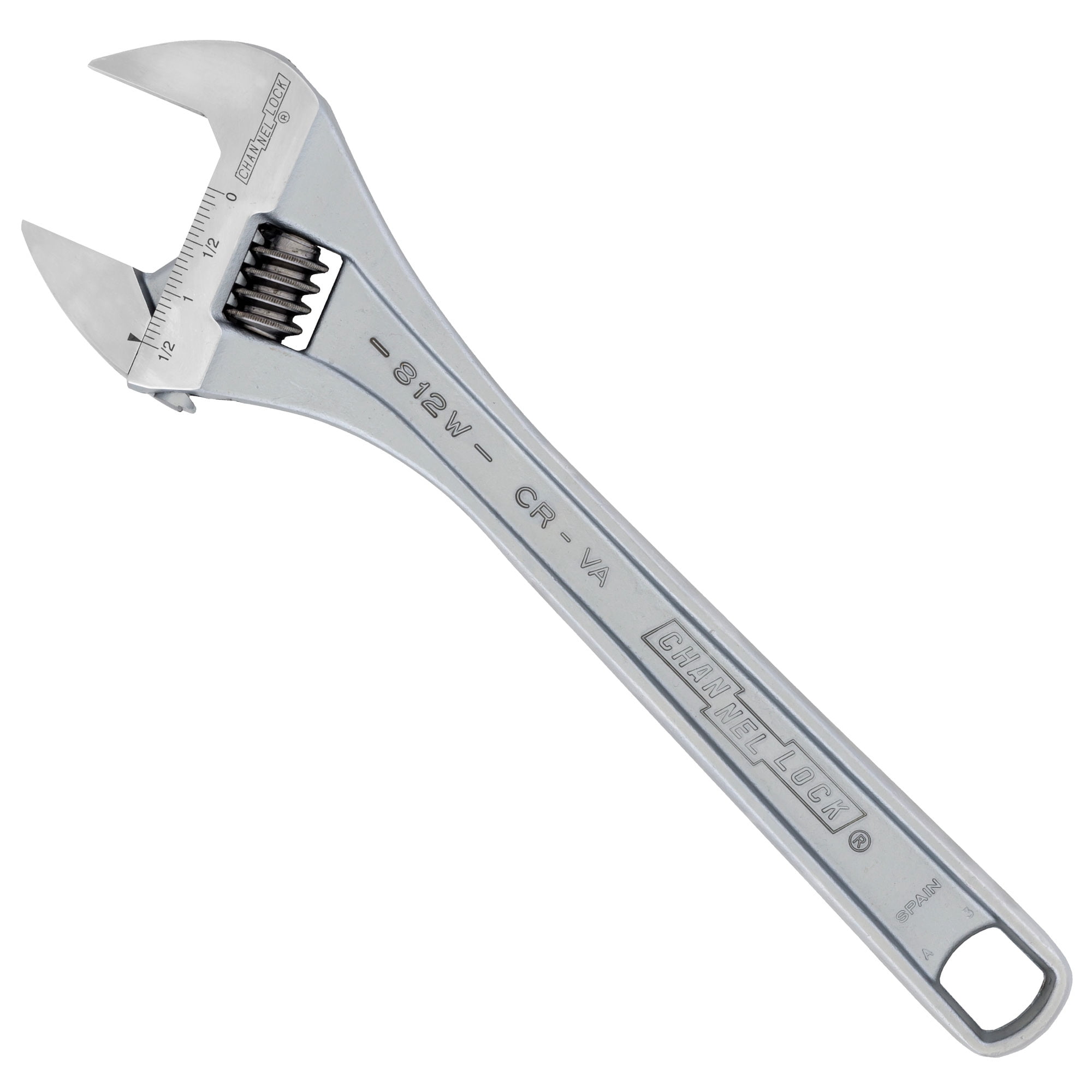 CHANNELLOCK 12-inch Adjustable Wrench, Precise 1.5-inch Wide Mouth Jaw ...