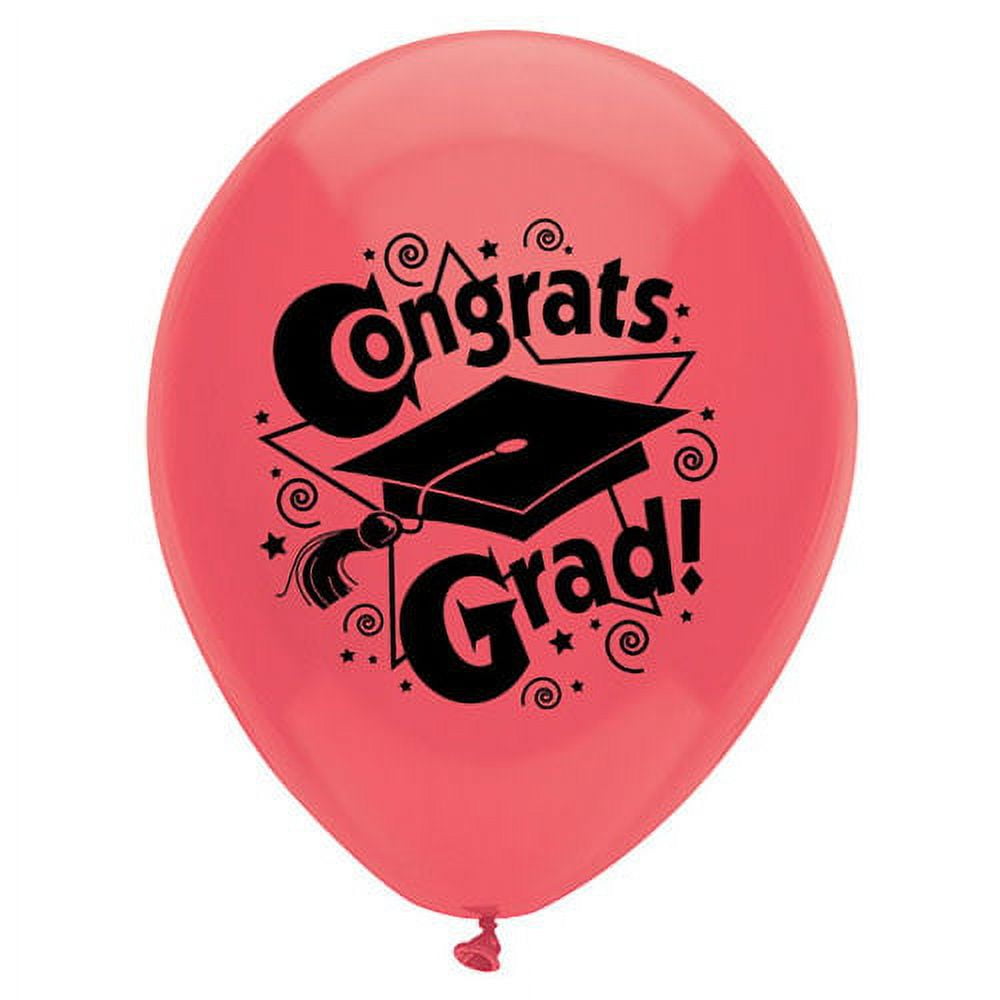 12 inch Congrats Grad Red Latex Balloons (8 Pack) - Party Supplies ...