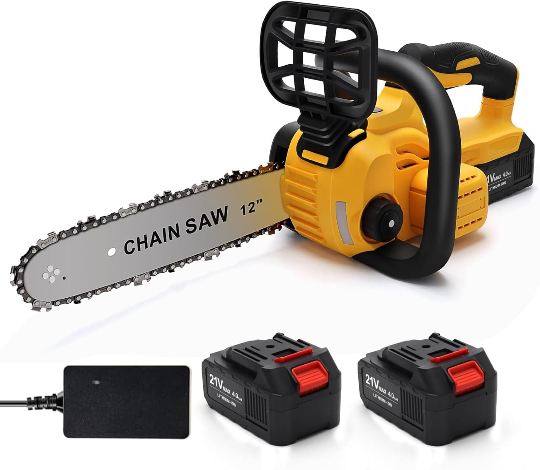 12-inch Cordless Chainsaw Brushless, 2 * 4.0Ah Battery, Tool-free Chain ...