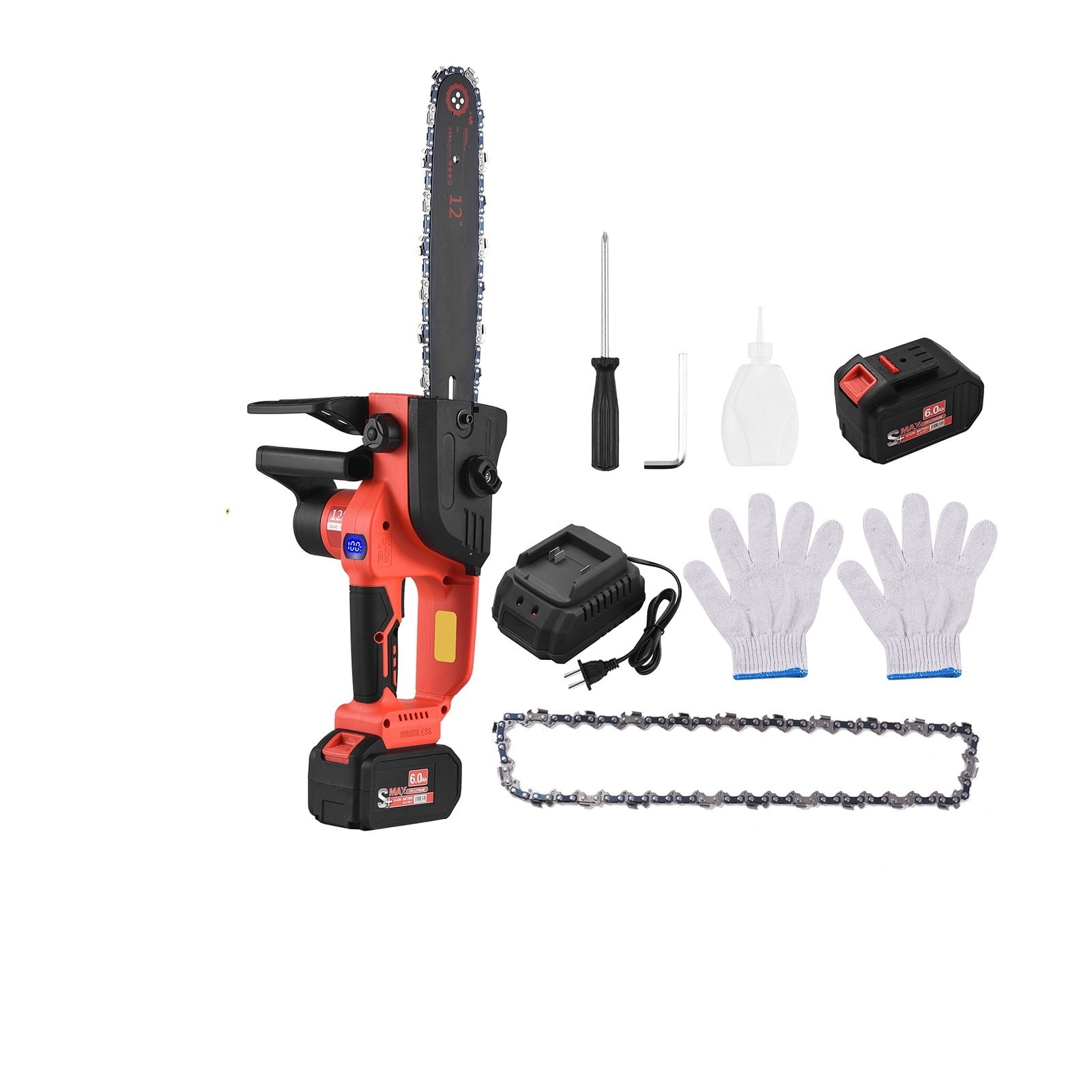 12-inch Electric Chain Saw 21V Brushless Mini Cordless Chainsaw ...