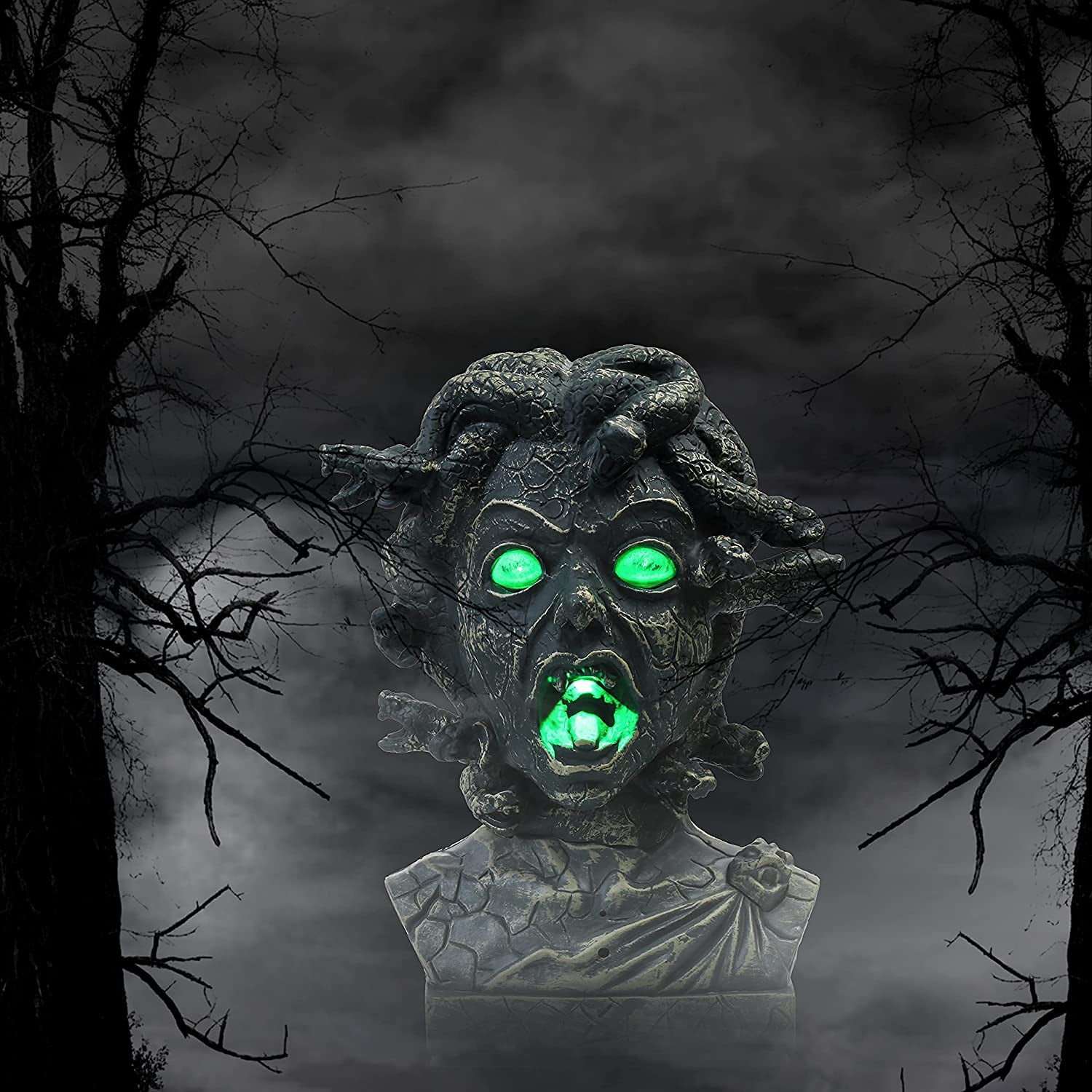 12 inch Electronic Animated Medusa Bust - Halloween Indoor/Outdoor ...