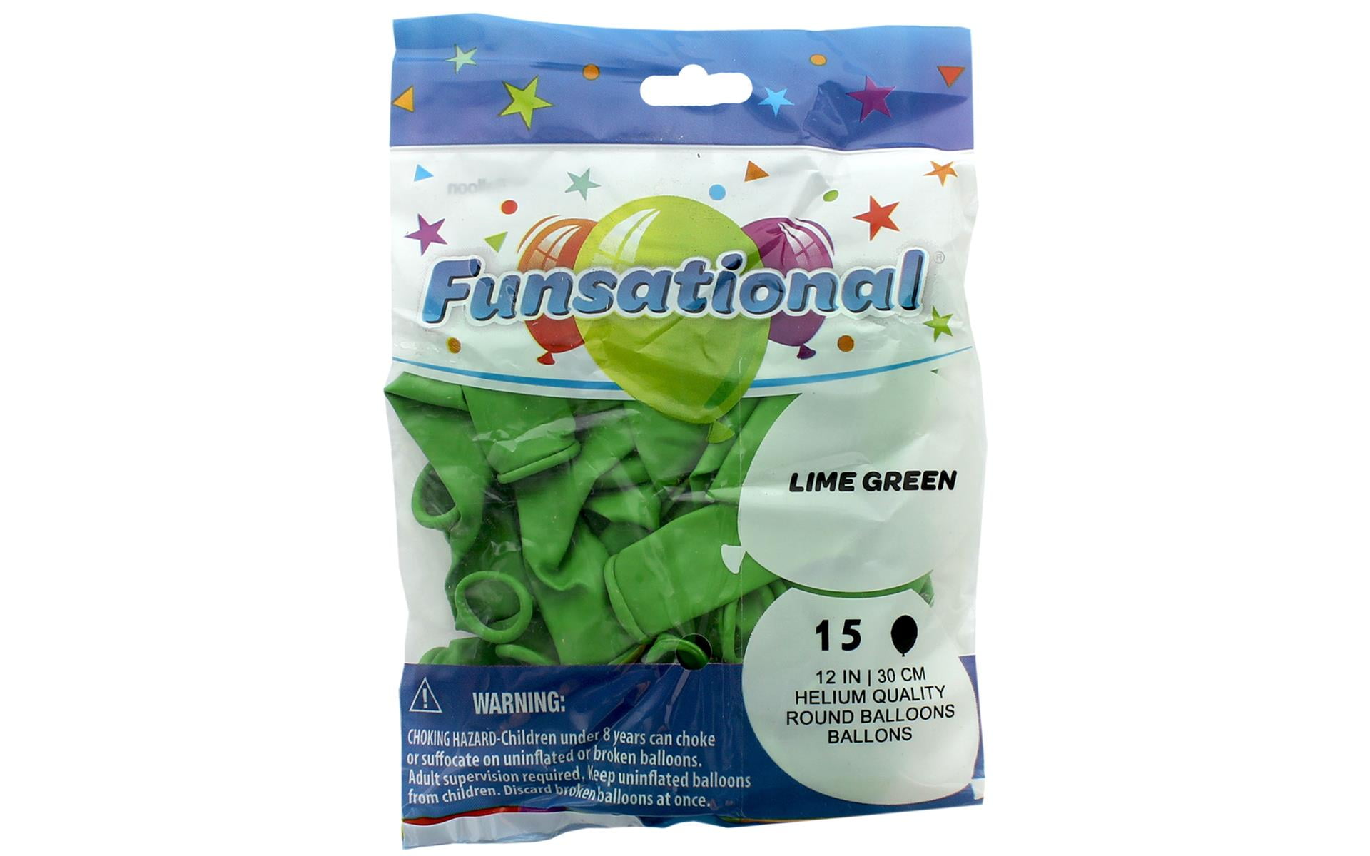 12 inch Funsational Lime Green Latex Balloons (15 Pack) - Party ...