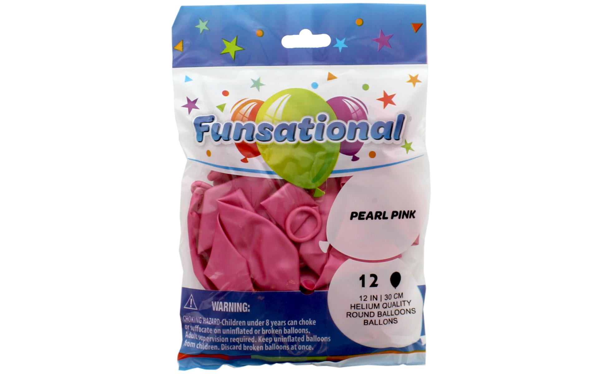 12 inch Funsational Pearl Pink Latex Balloons (12 Pack) - Party ...